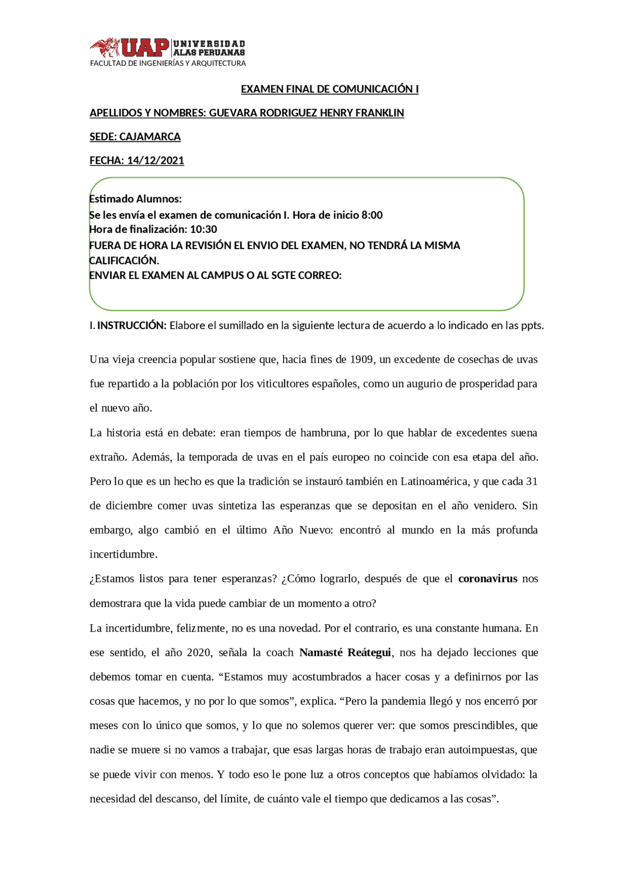 Examen final de comunicacion 2 - Docsity