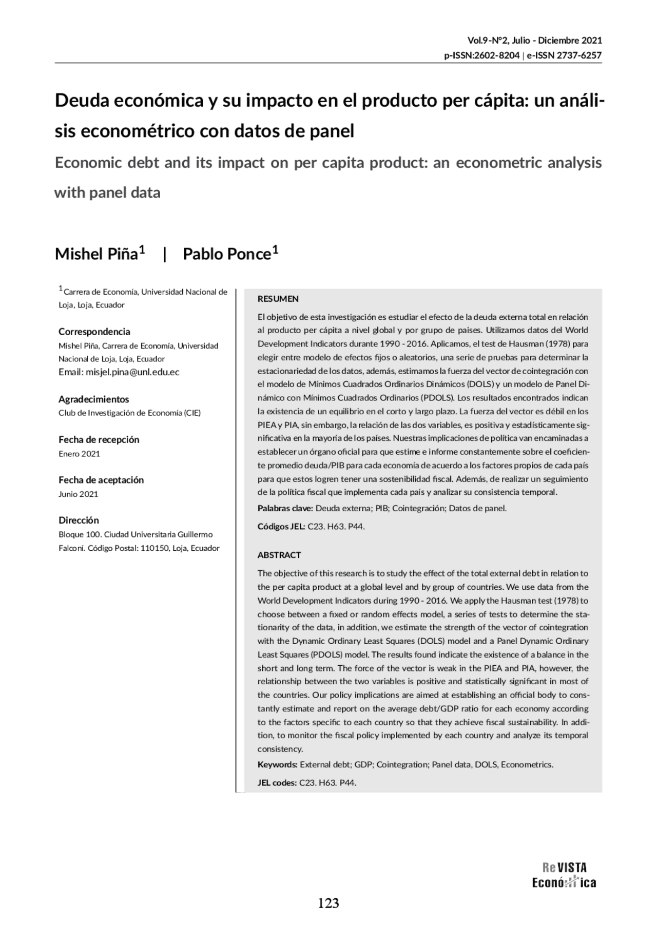 Tesina Econometria Pib Docsity