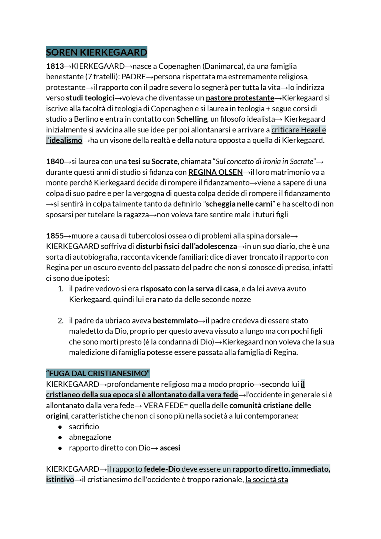 Soren Kierkegaard Appunti Docsity