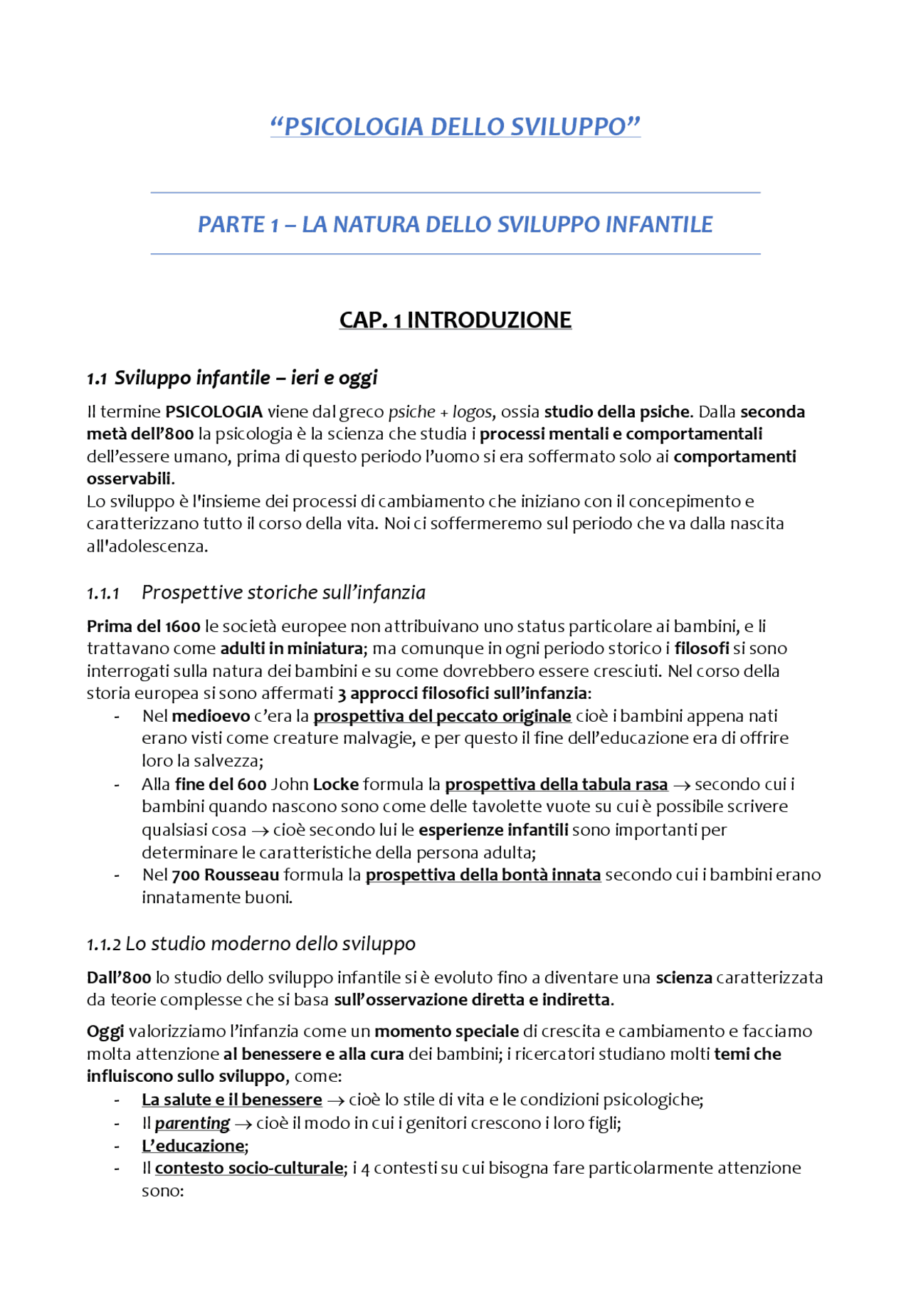 Manuale Di Psicologia Dello Sviluppo Docsity