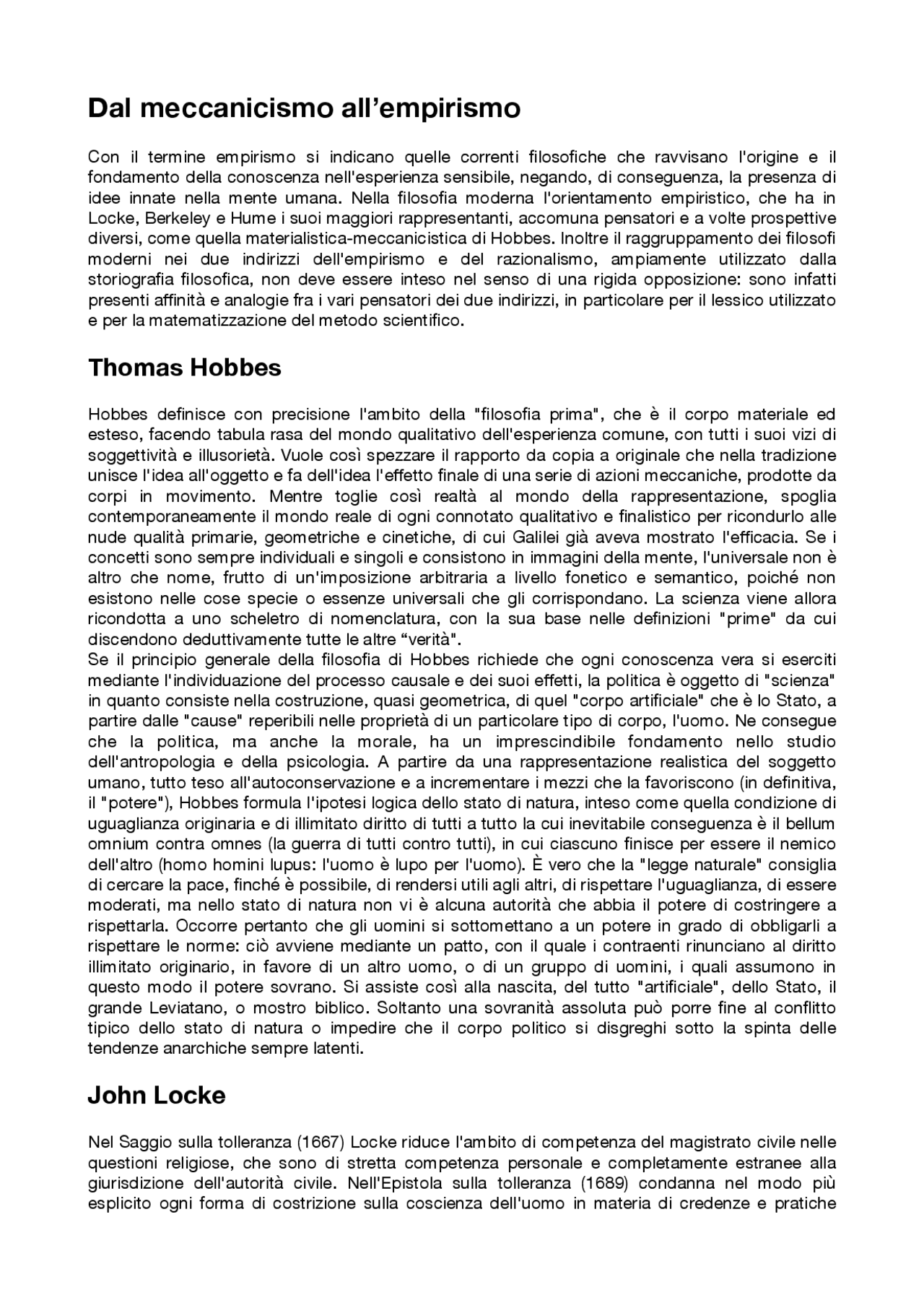 Dal meccanicismo all'empirismo - Docsity