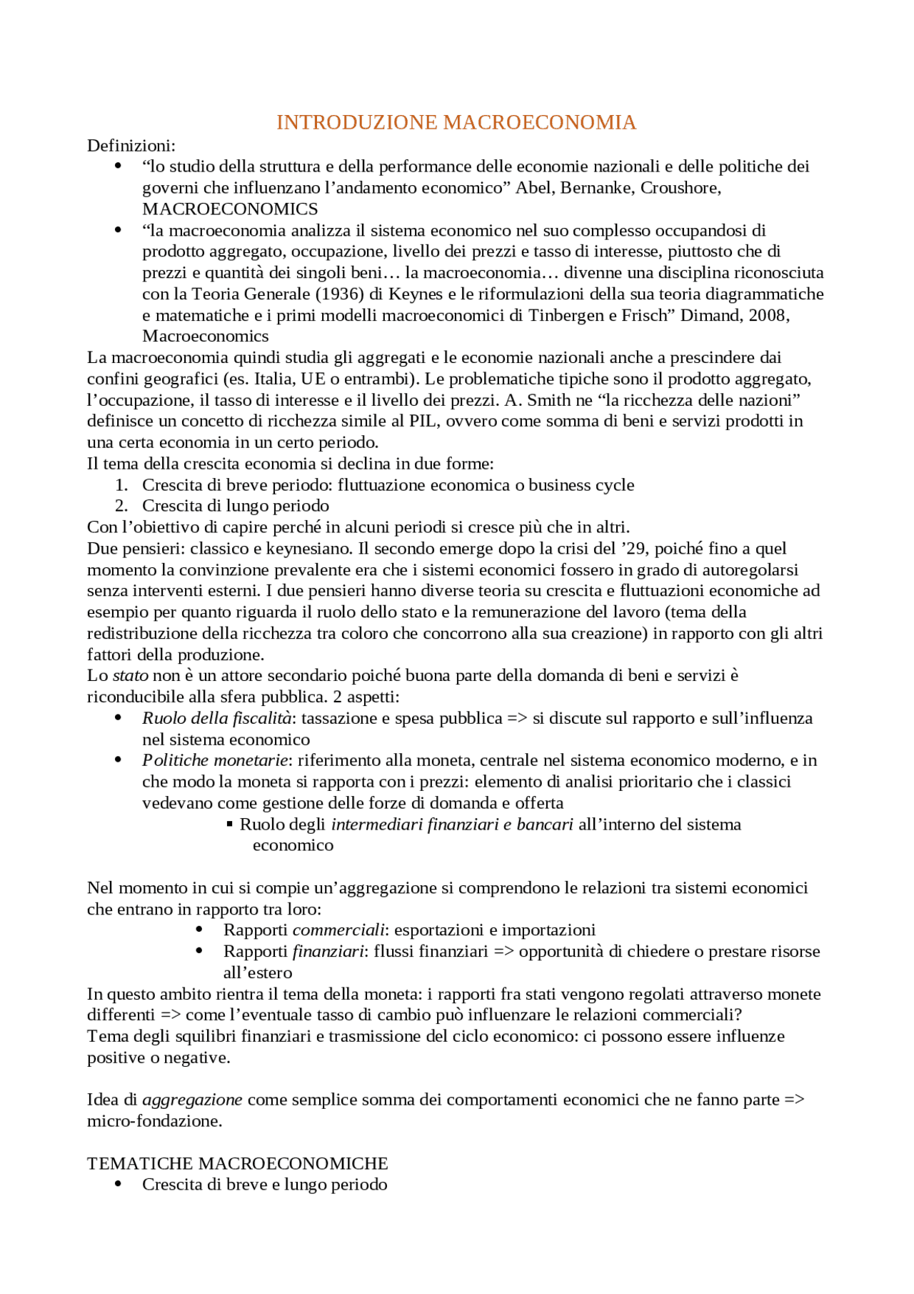 Introduzione Alla Macroeconomia Docsity