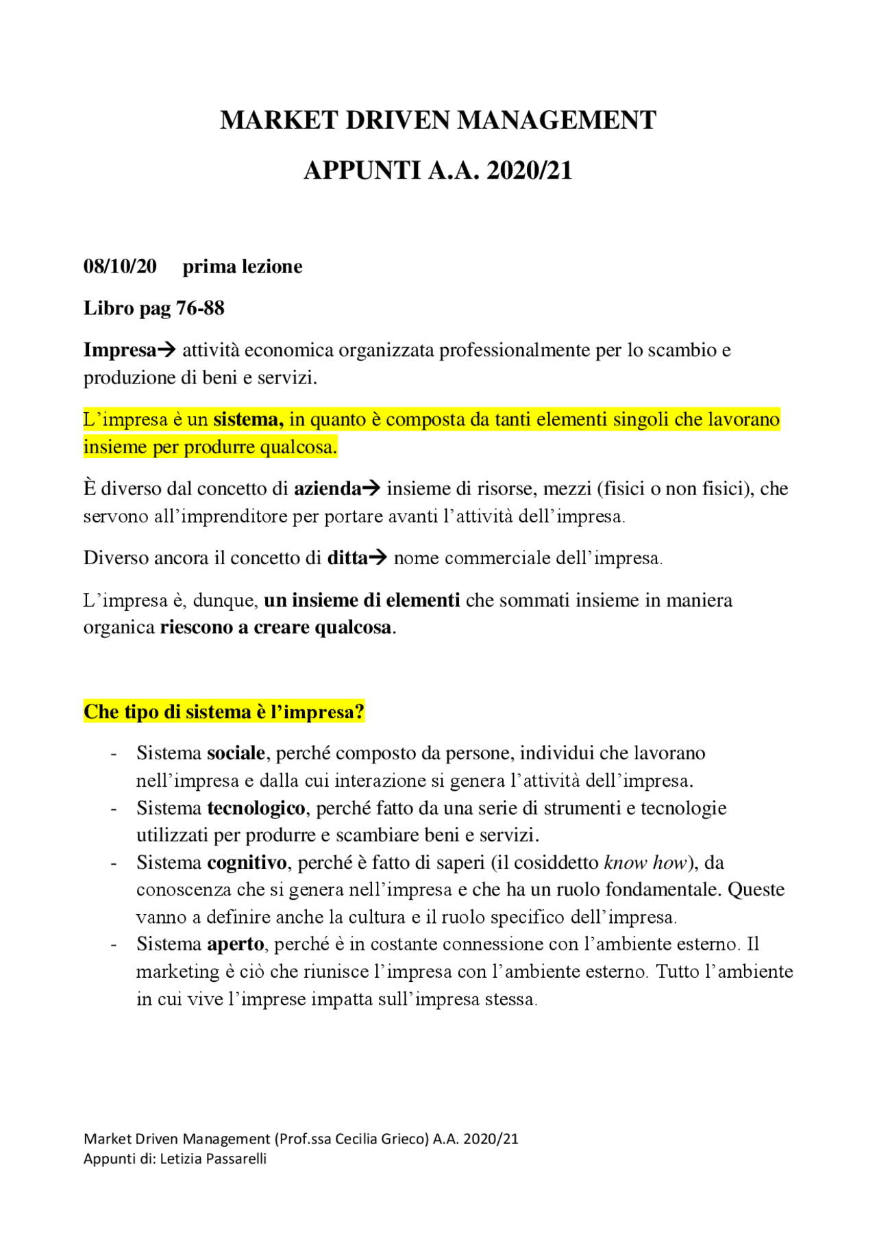 Market Driven Management Sintesi Del Corso Di Marketing Docsity