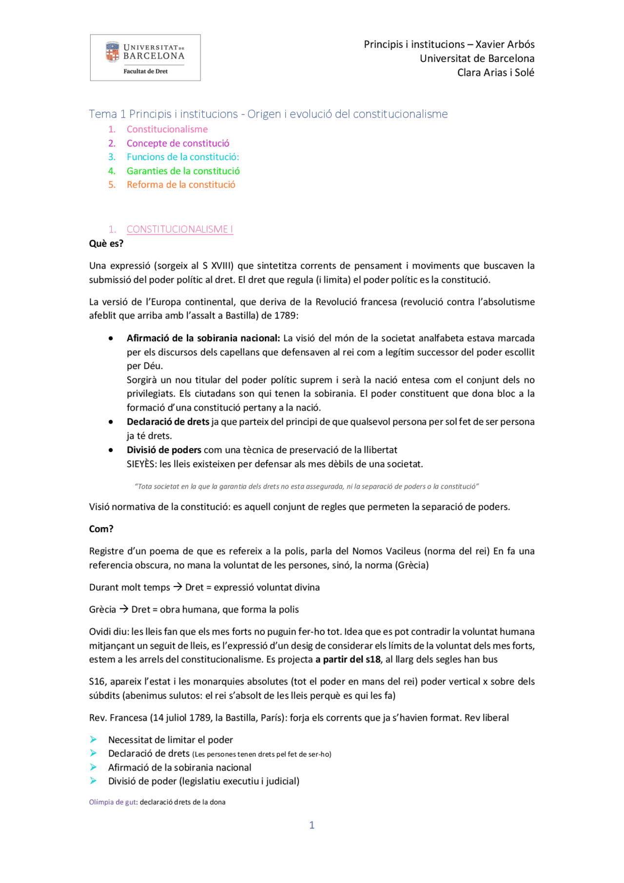 Apunts dret constitucional I - Docsity