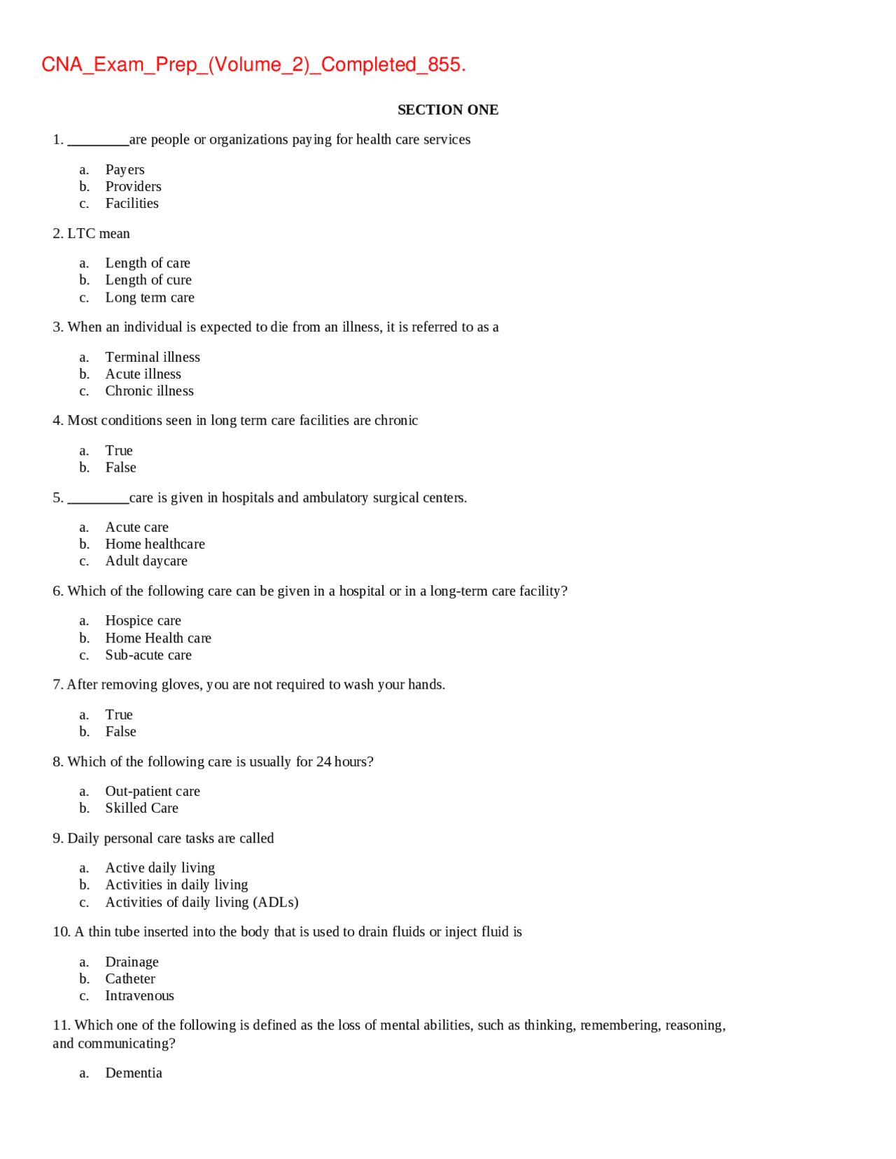 CNA_Exam_Prep_(Volume_2)_Completed_855. - Docsity