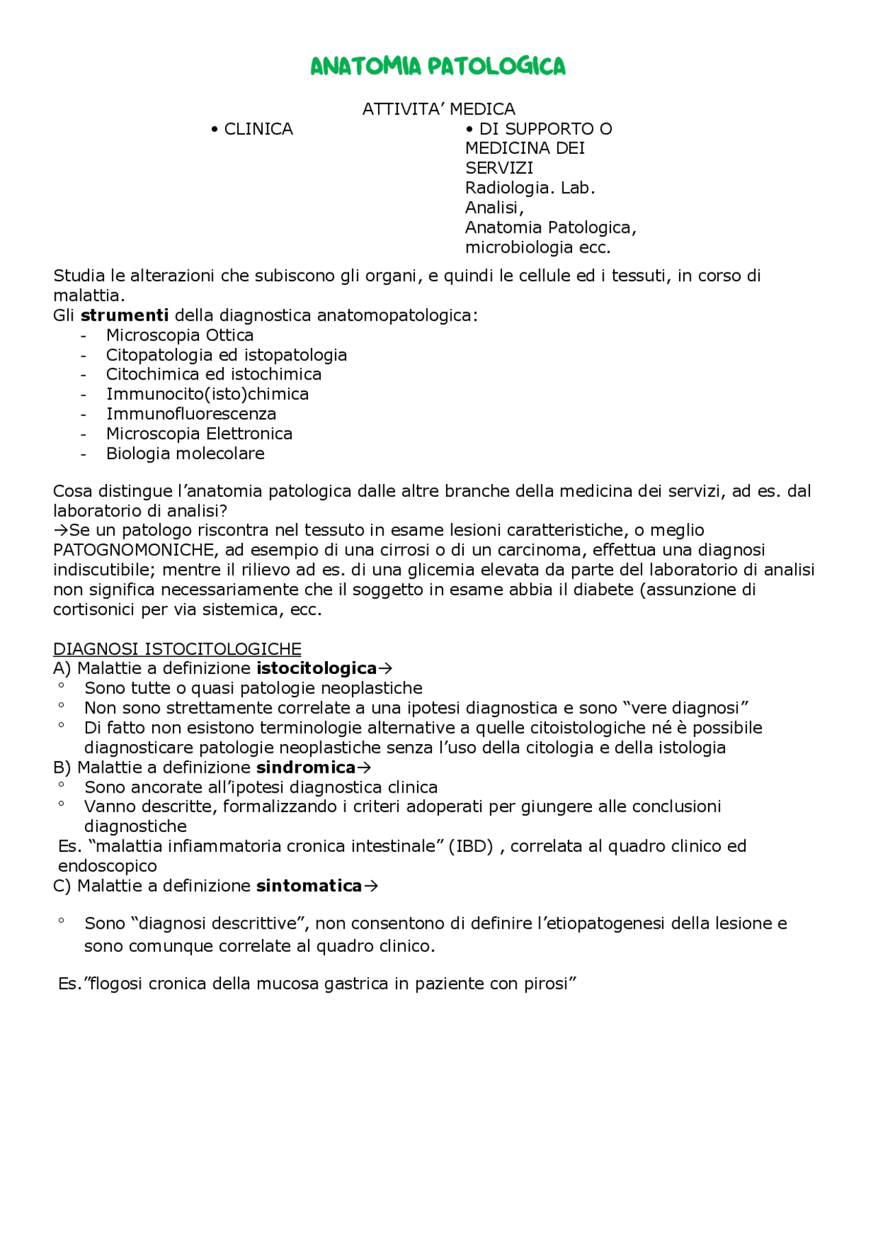 Anatomia Patologica Docsity