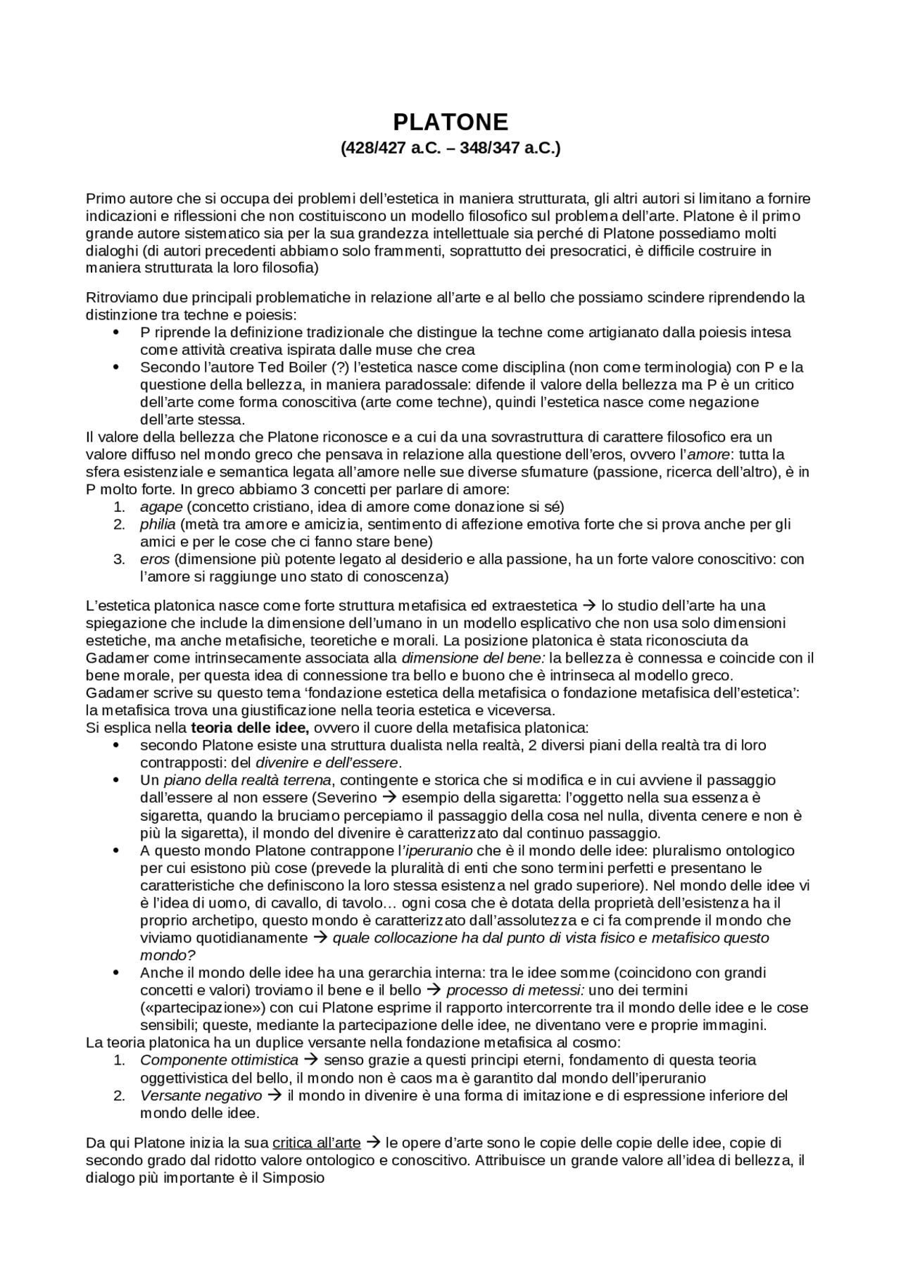 Platone E Aristotele Docsity