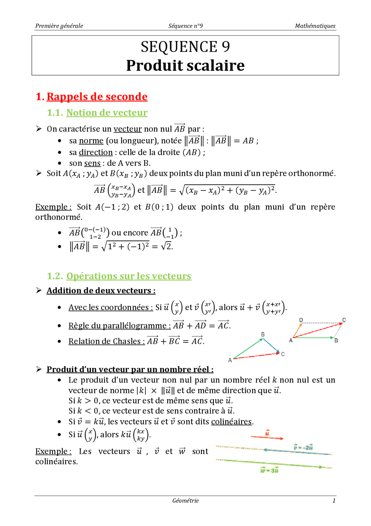 Cours math 1ère spécialité maths - Docsity
