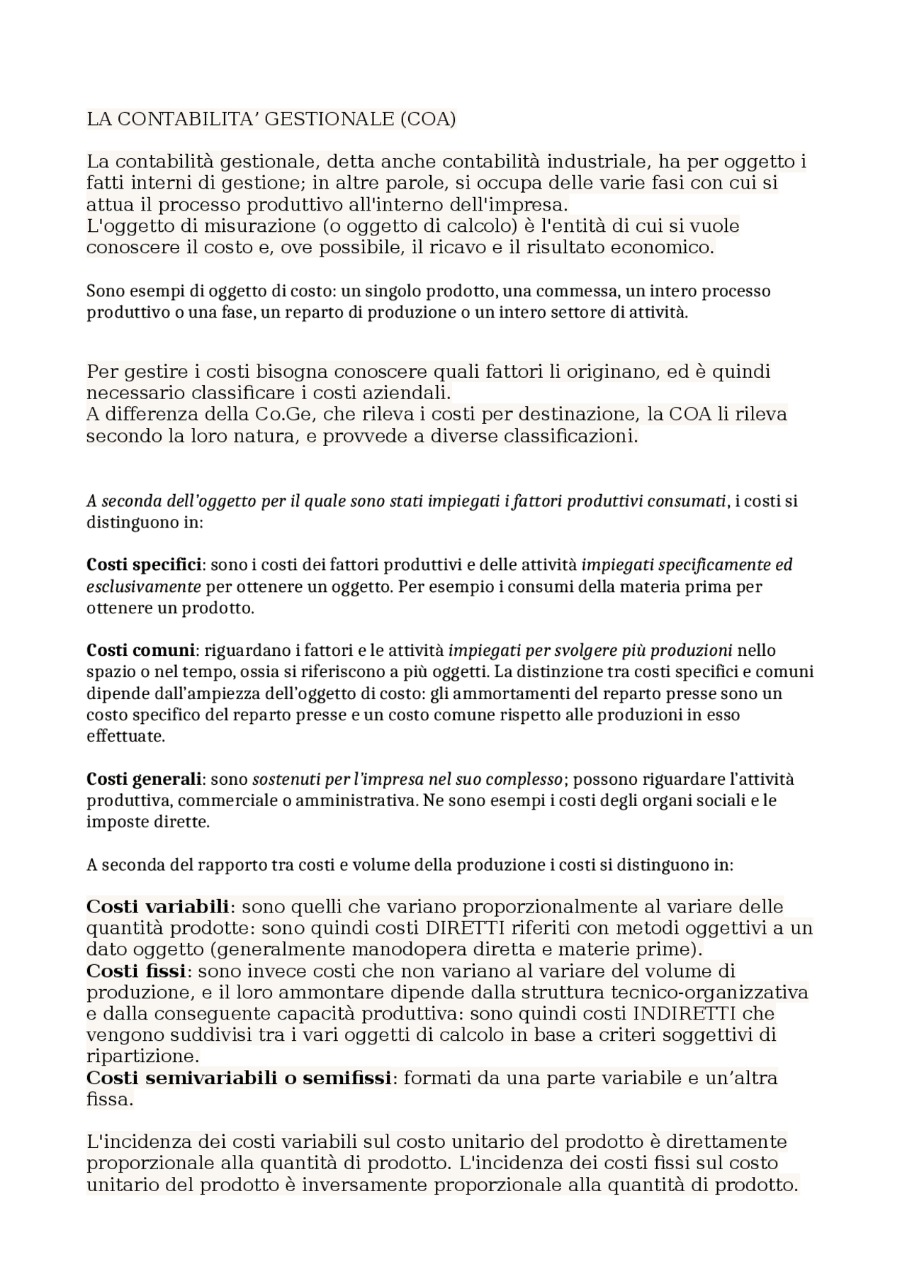 Contabilità Gestionale Docsity