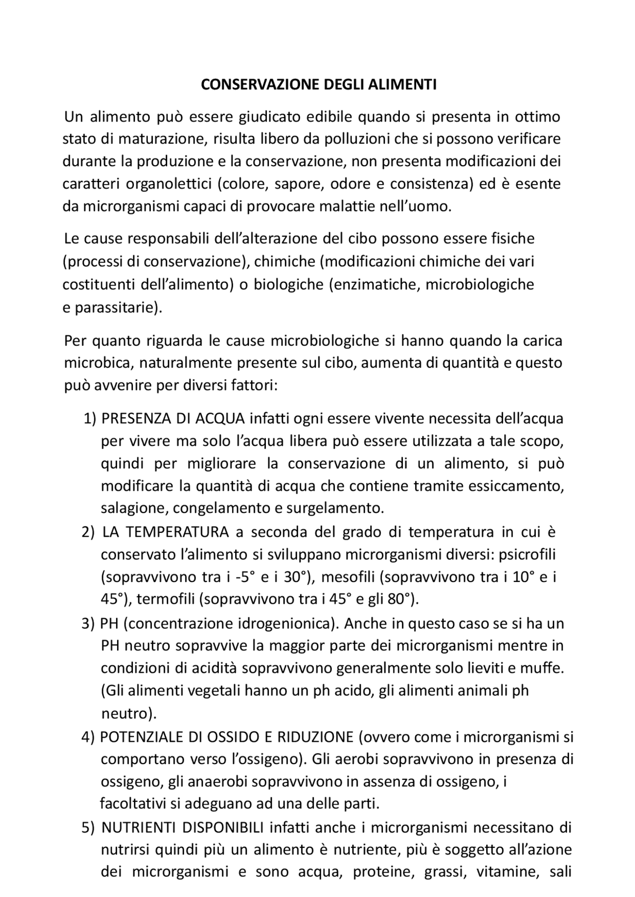 Appunti Esame Igiene Conservazione Alimenti Docsity
