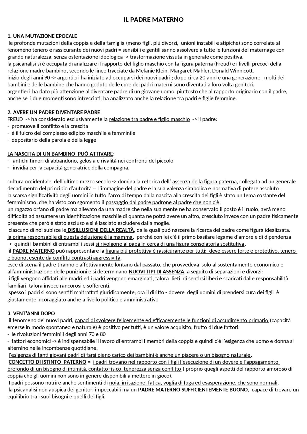 Il Padre Maternoargentierisintesi Docsity