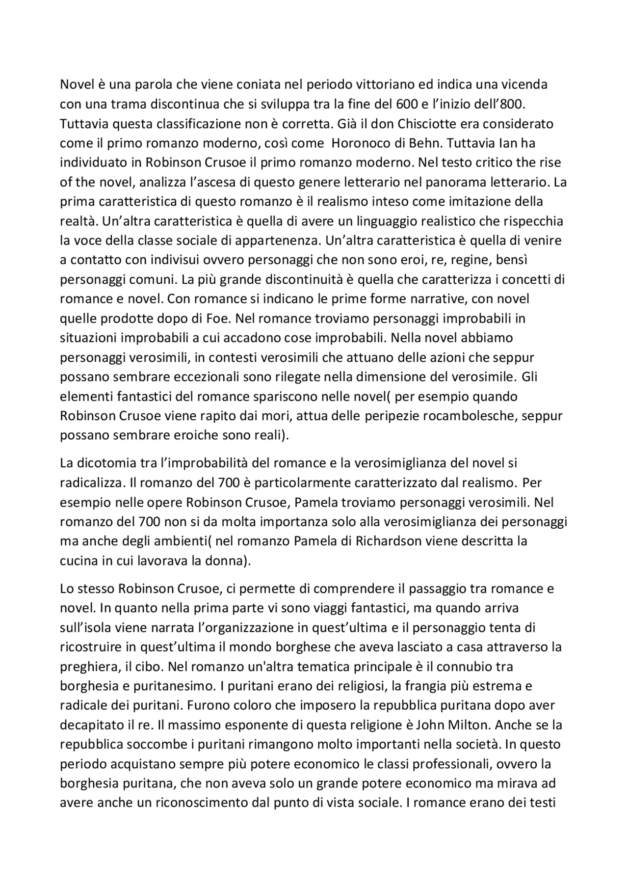 Appunti Su Robinson Crusoe Docsity
