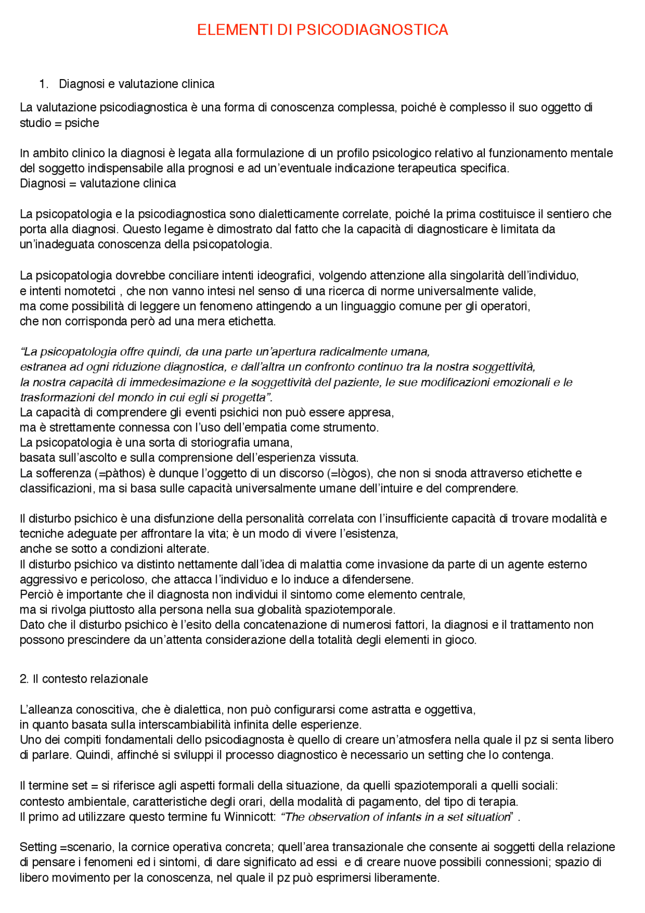 Metodi E Tecniche In Psicodiagnosi Manuale E Domande E Test Docsity