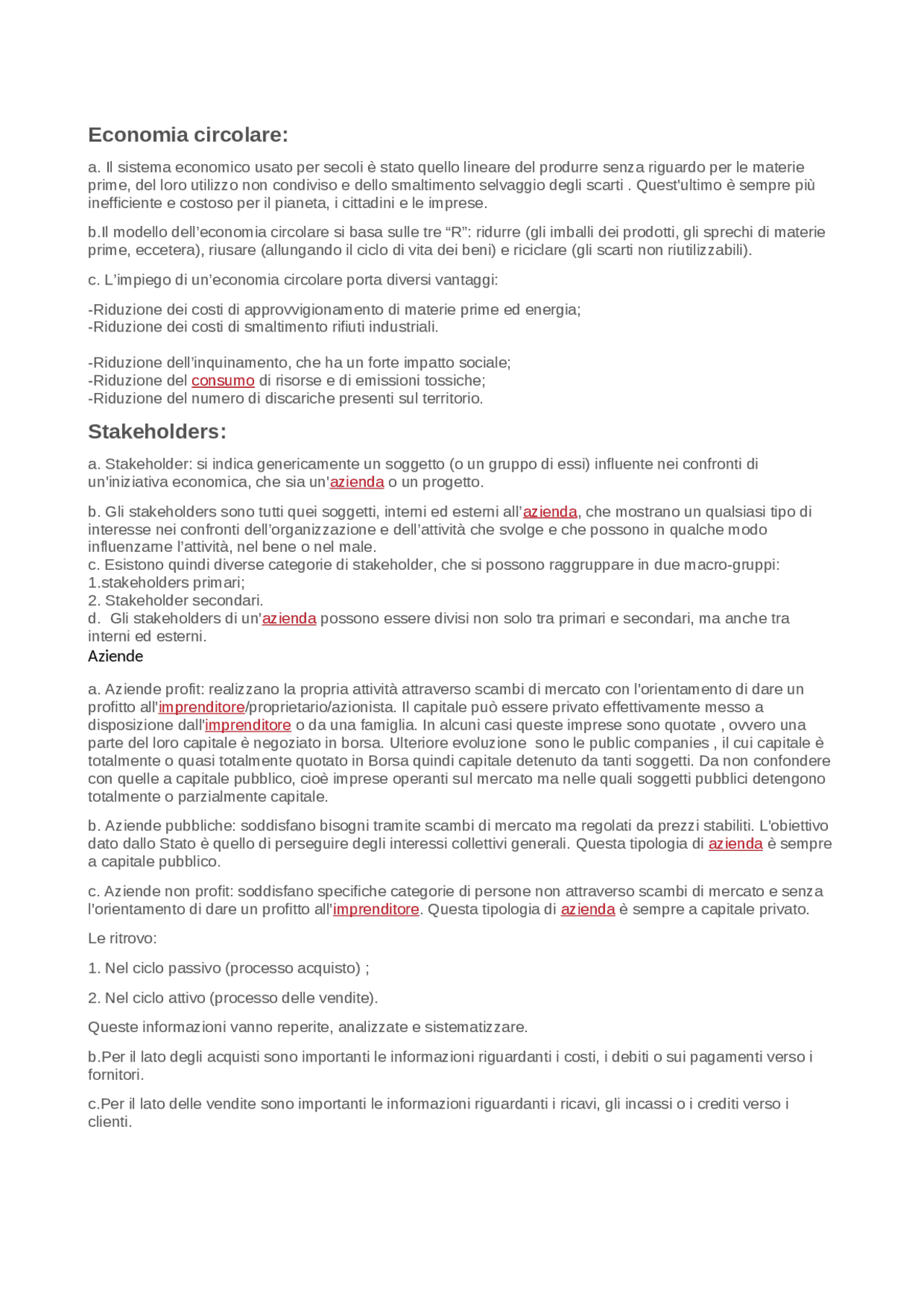 Appunti Concettuali Su Economia Circolare Docsity