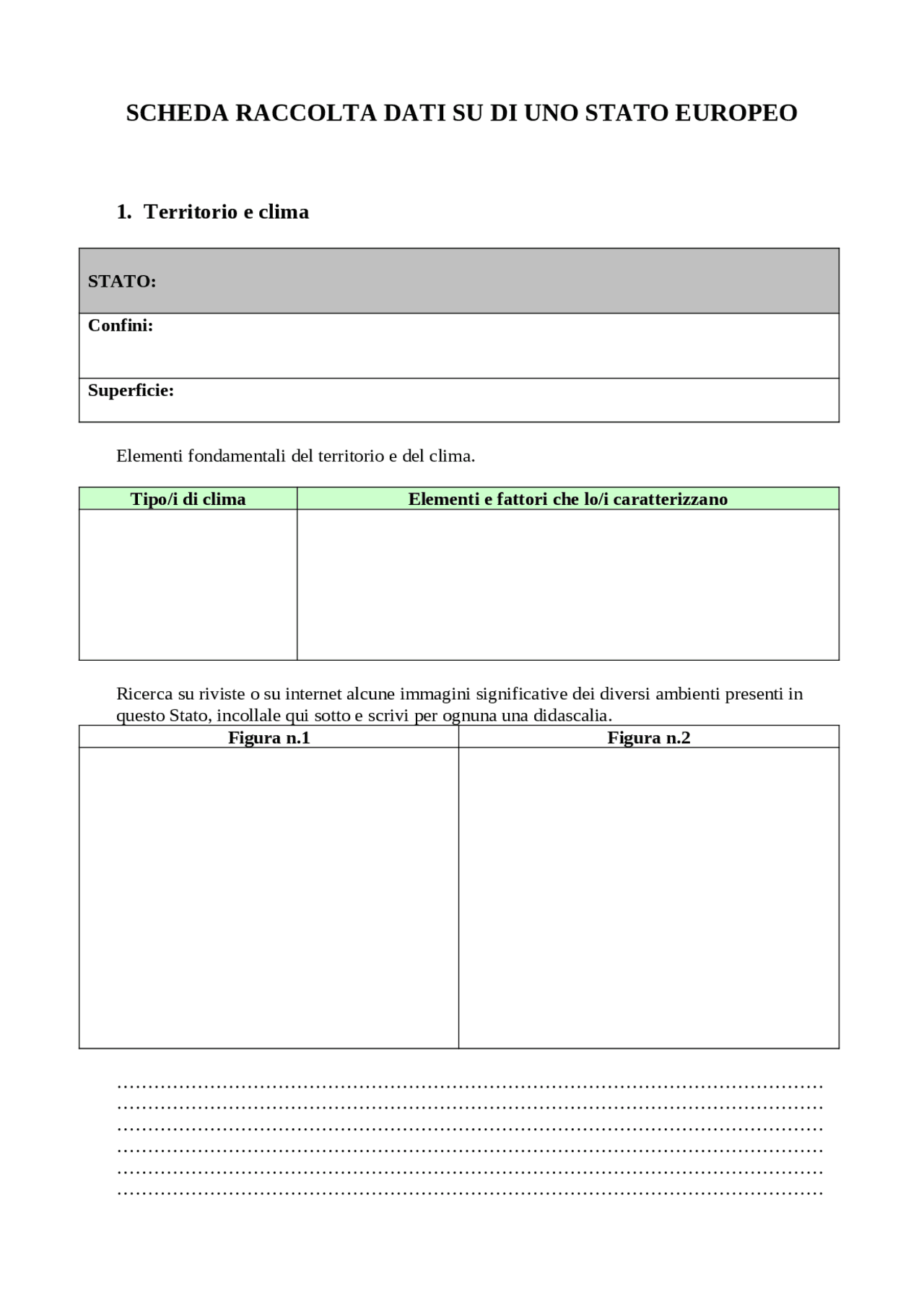 SCHEDA RACCOLTA DATI DI UNO STATO EUROPEO | Schemi e mappe concettuali ...