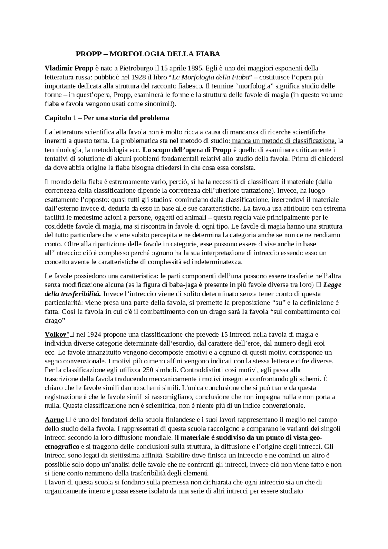 Morfologia della fiaba - Docsity