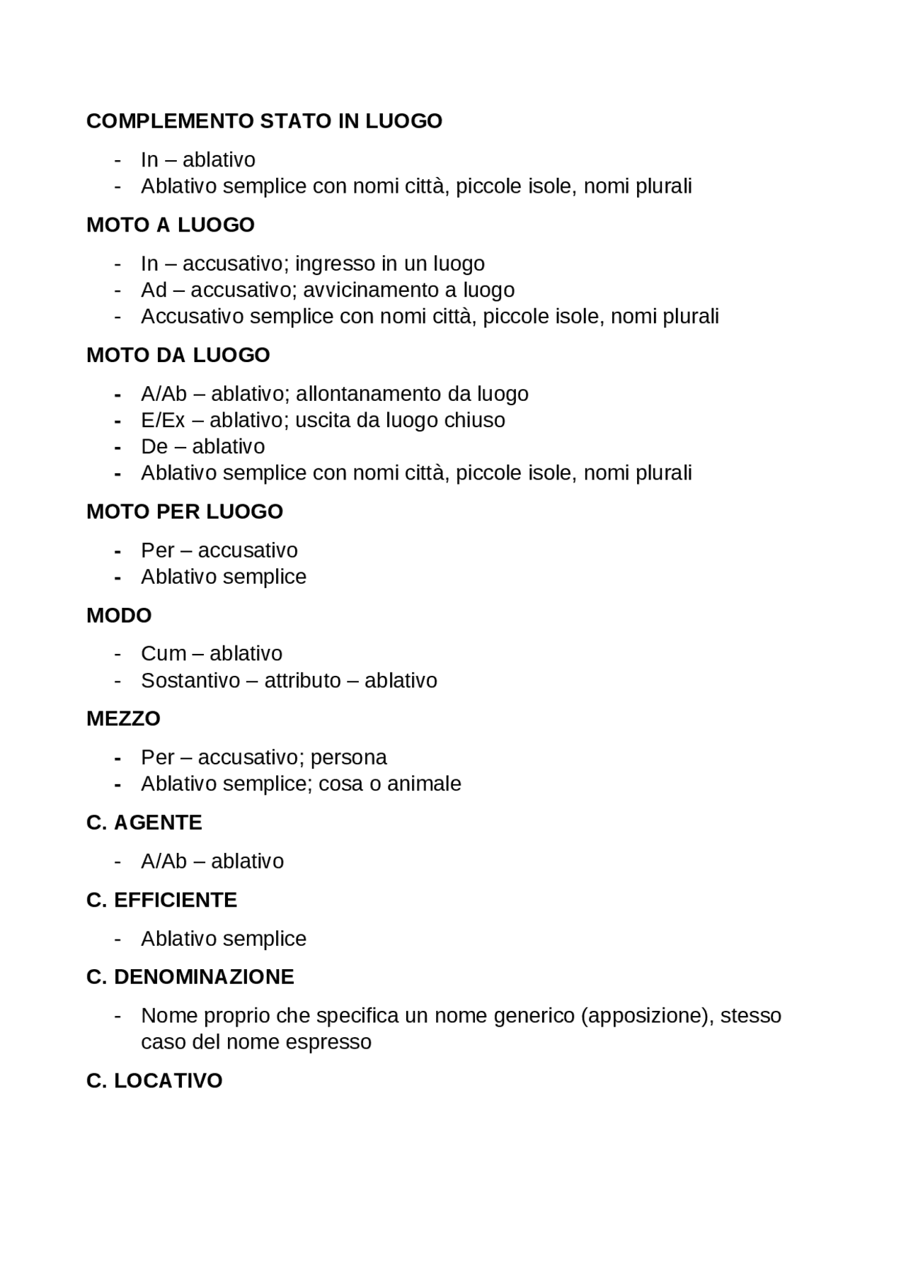 Complementi Della Lingua Latina Schemi E Mappe Concettuali Di Lingua