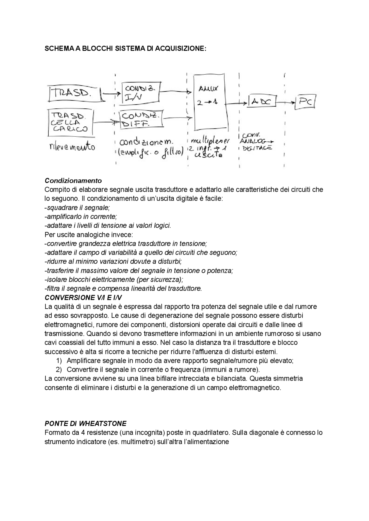 Concetti base catena d'acquisizione - Docsity
