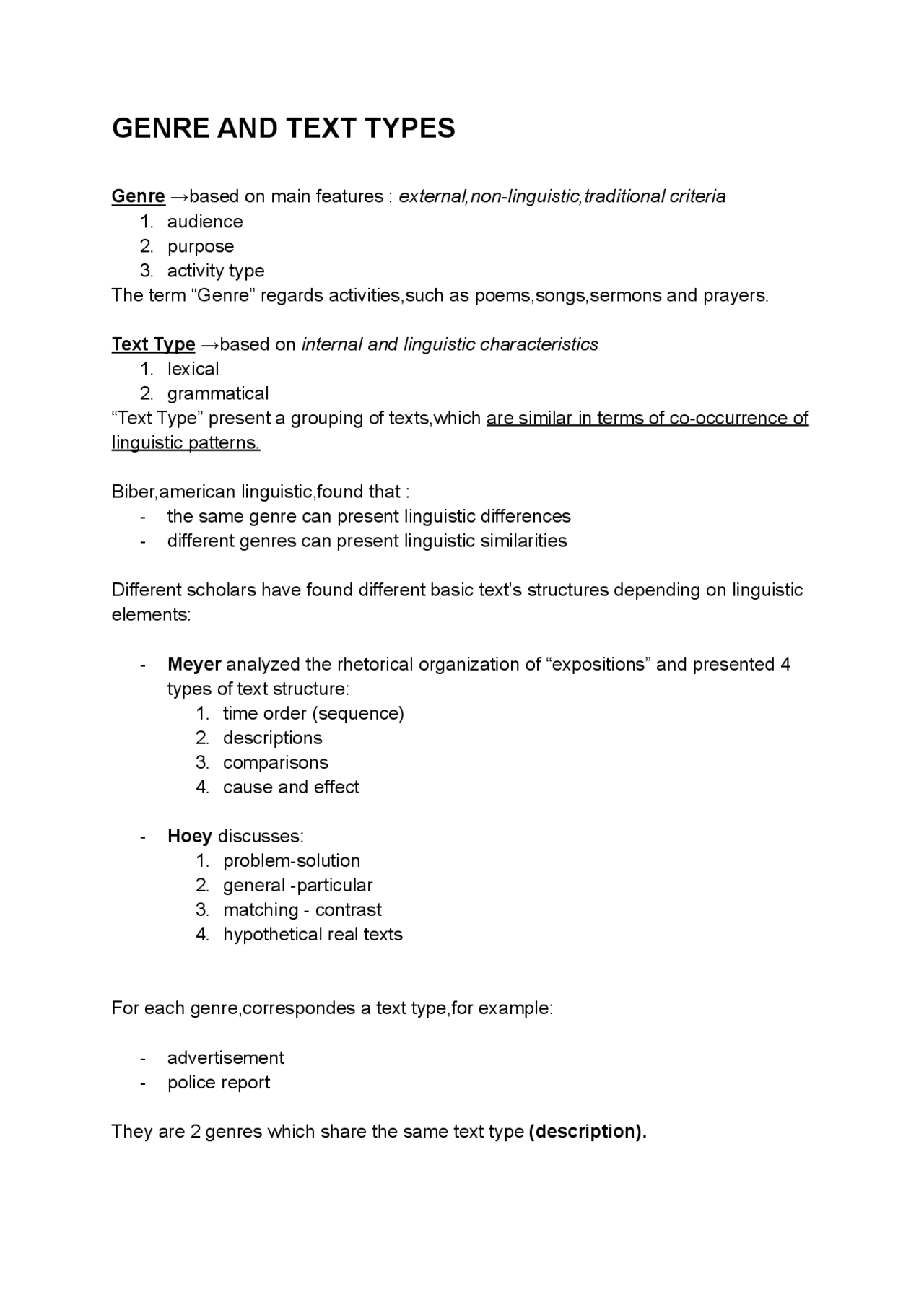 Schema Sintetico Sul Concetto Di Genere Testuale Docsity