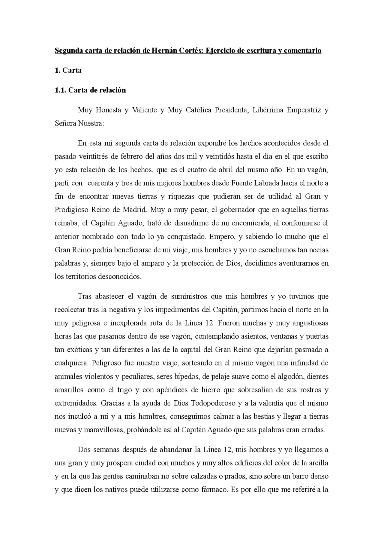 Carta de Relación de Hernán Cortés - Docsity