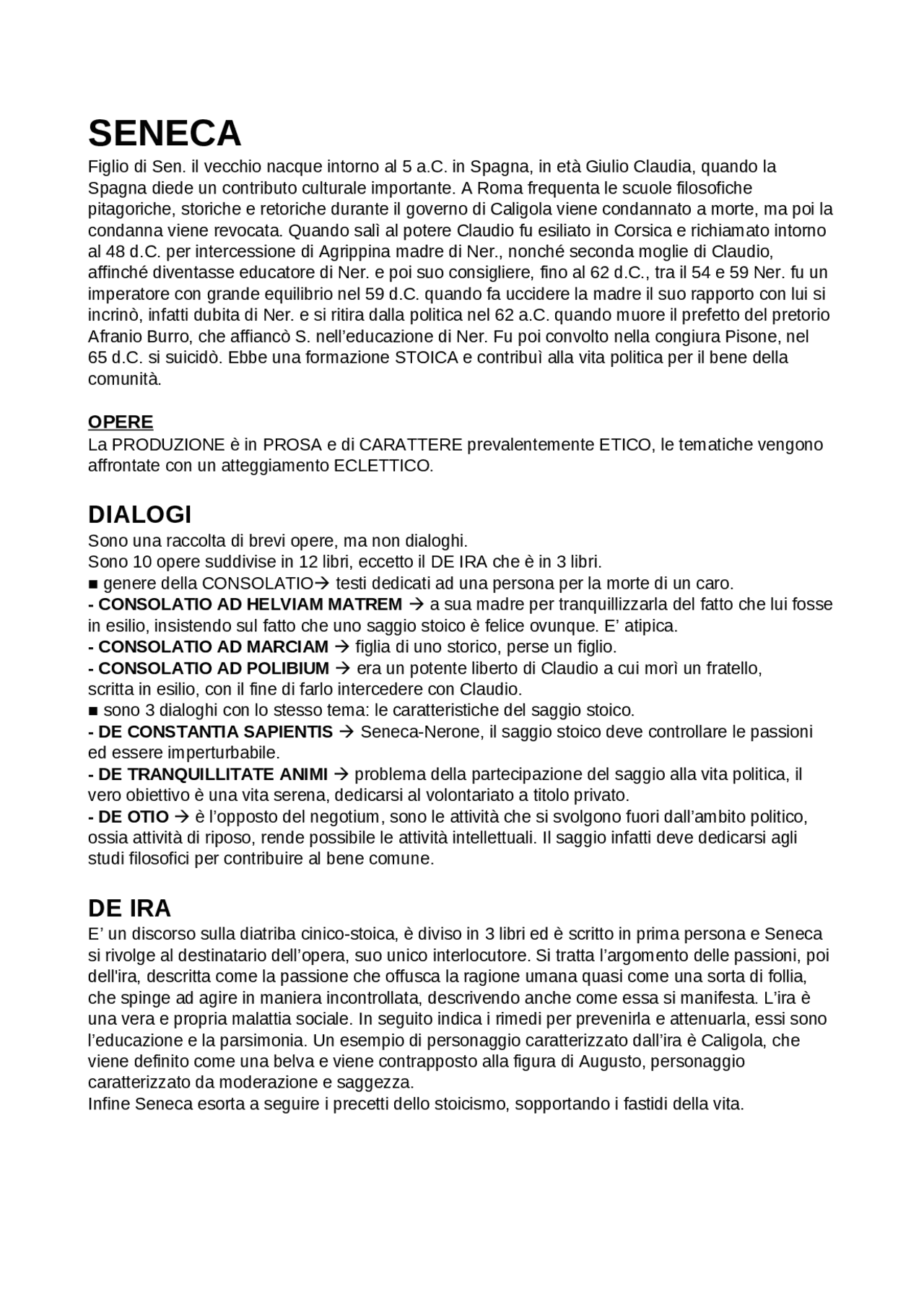 LETTERATURA LATINA: SENECA - Docsity