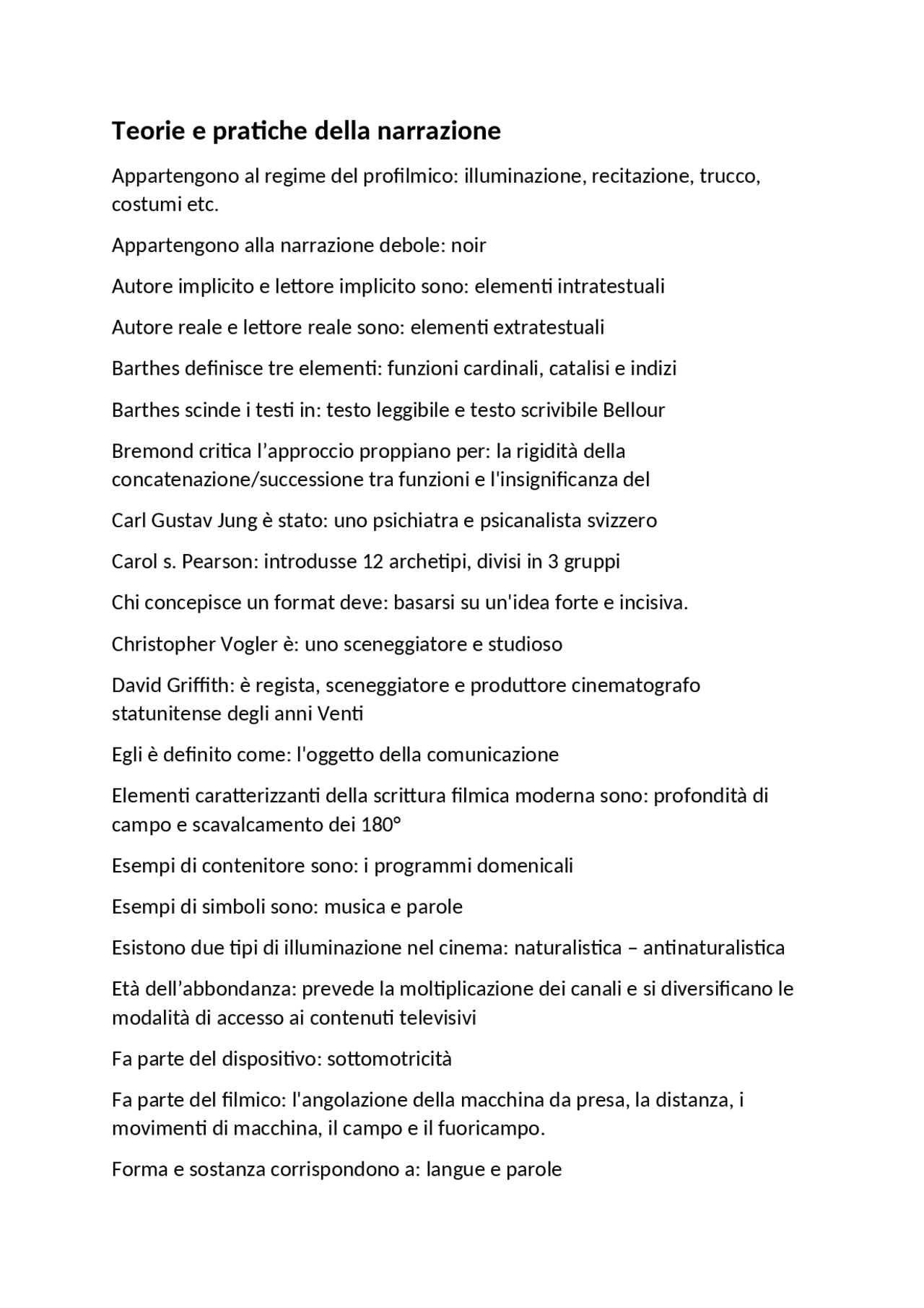 Teorie E Pratiche Della Narrazione Panieri Di Economia Docsity