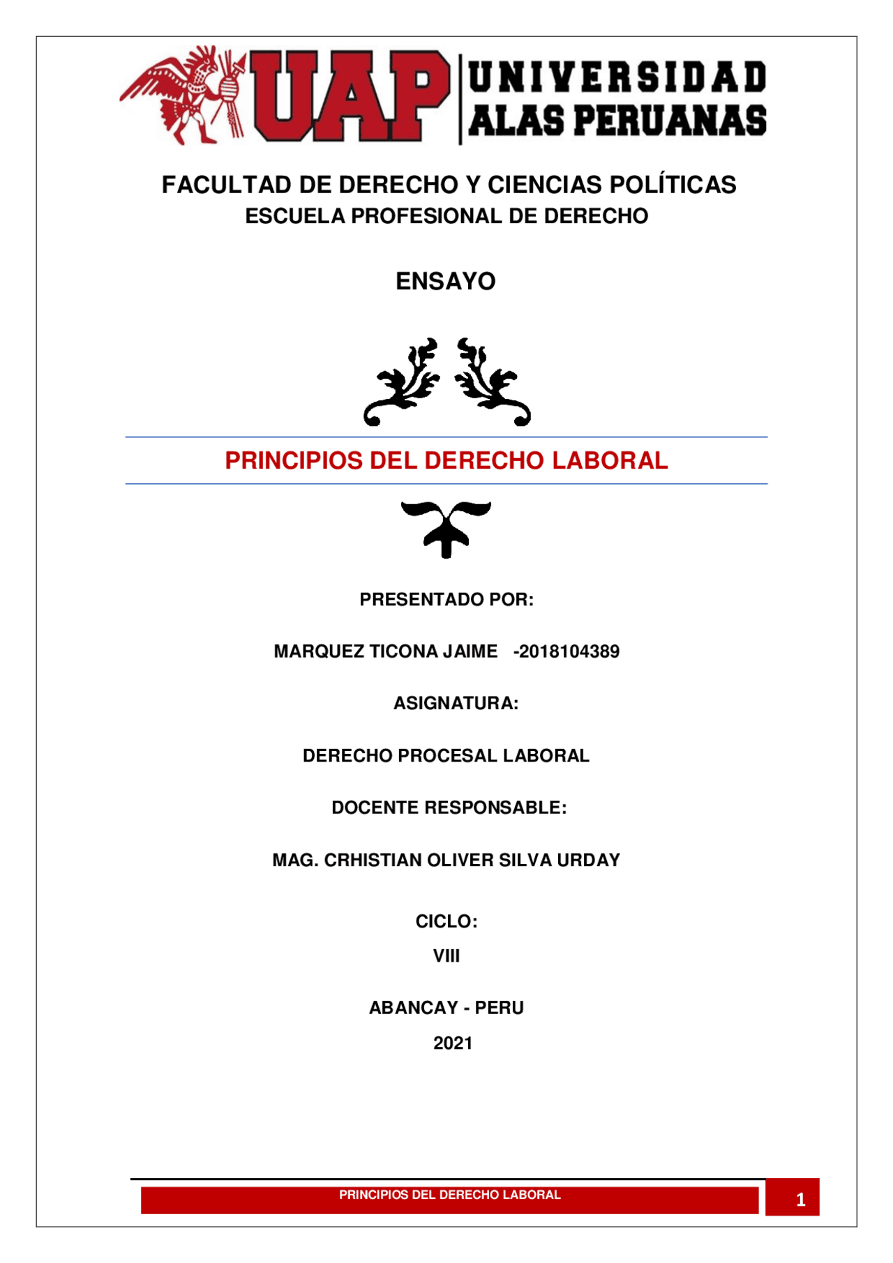 Principios Del Derecho Laboral Docsity