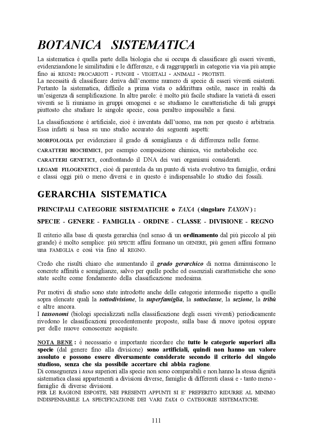 Botanica Sistematica Docsity