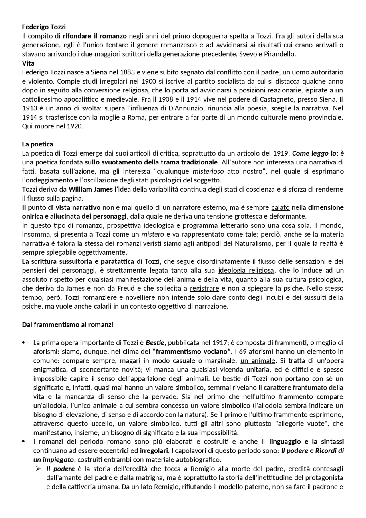 Federigo Tozzi, profilo, vita e opere | Dispense di Letteratura ...