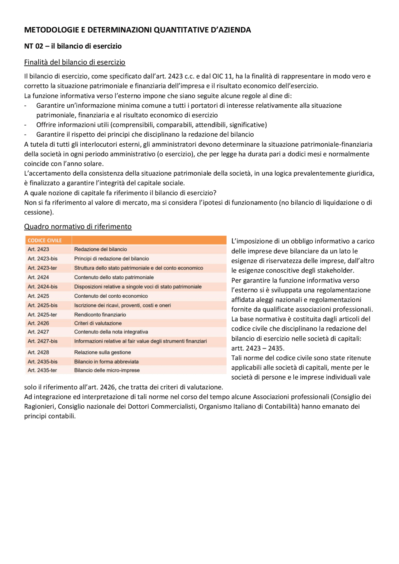 Appunti Di Metodologie E Determinazioni Quantitative Dazienda Docsity