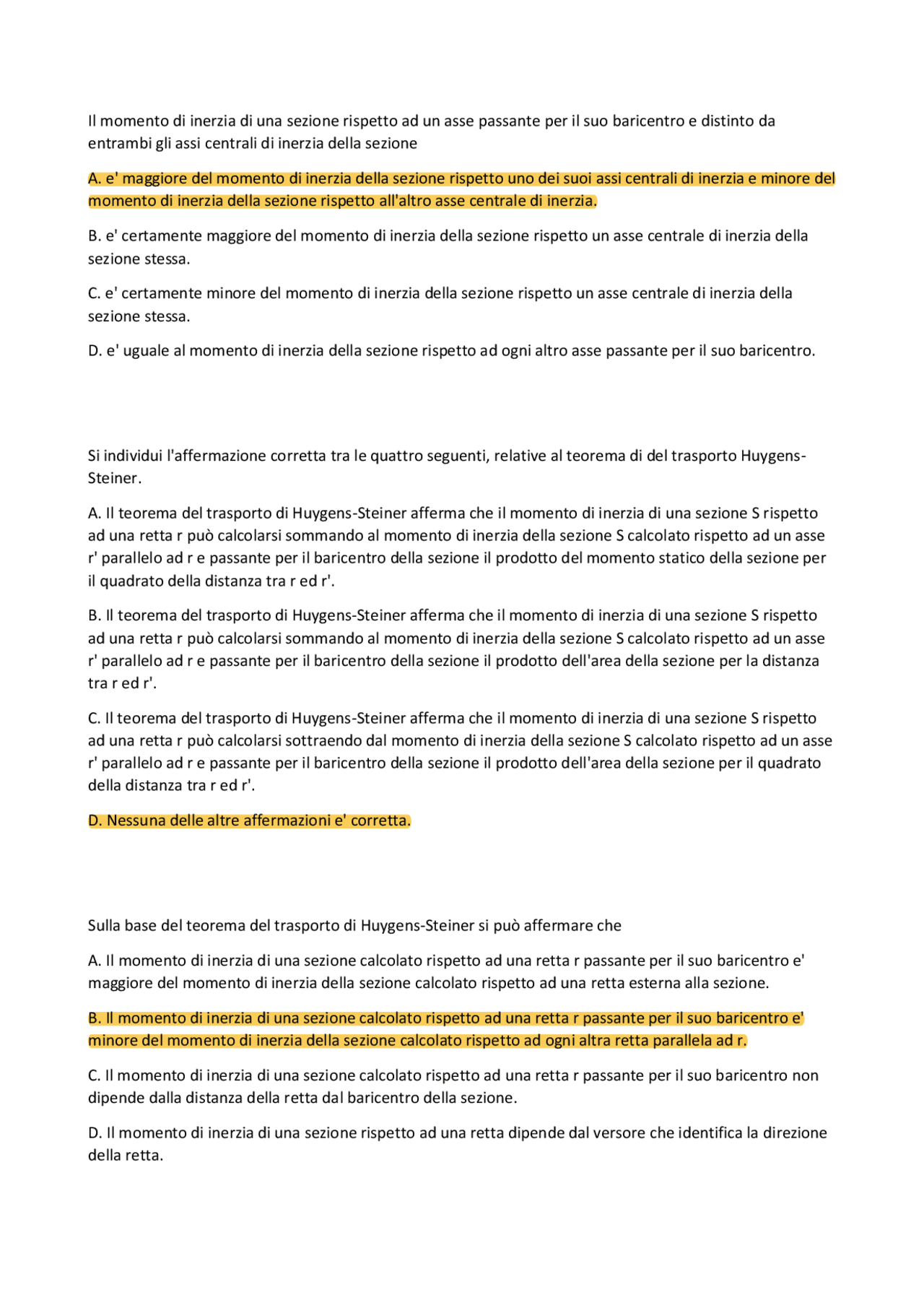 Multiple complementi di progetto e di strutture - Docsity