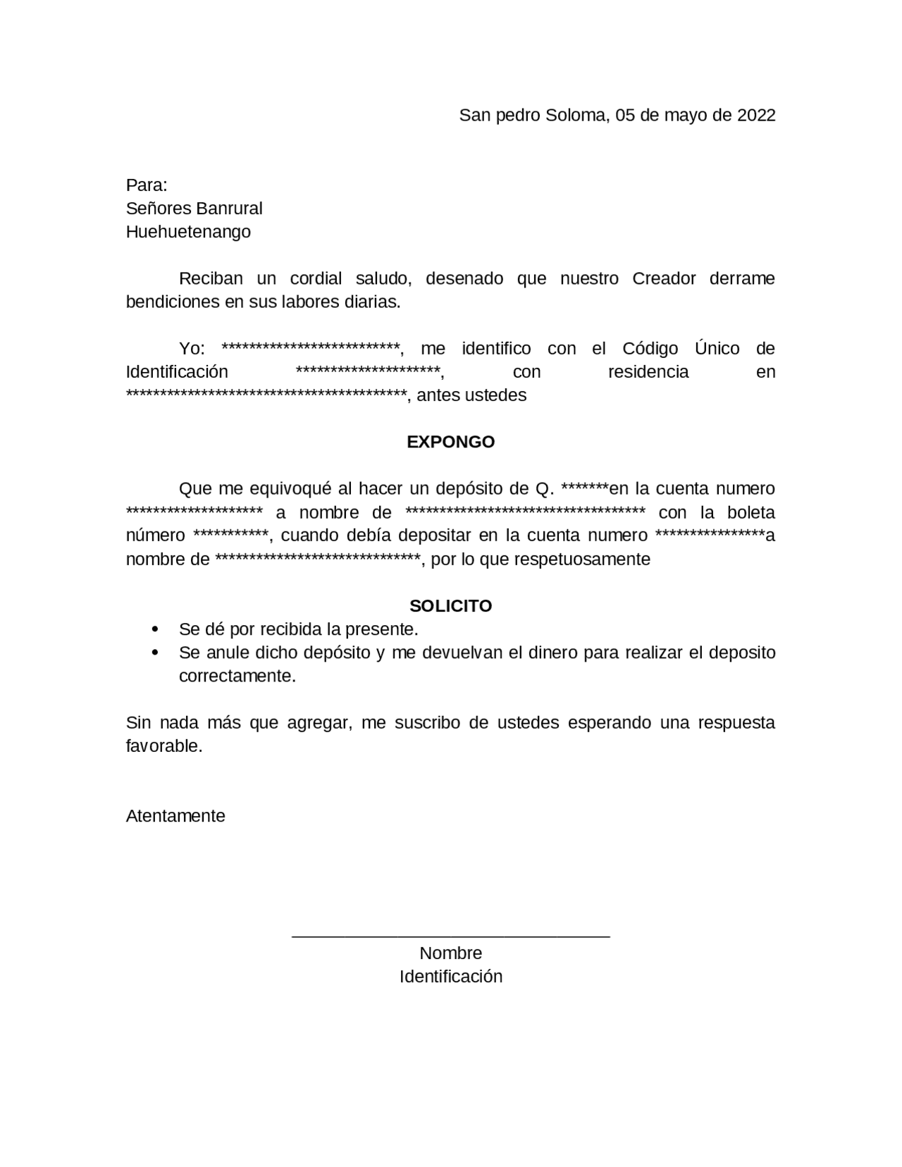 Modelo Solicitud de Anulación - Docsity