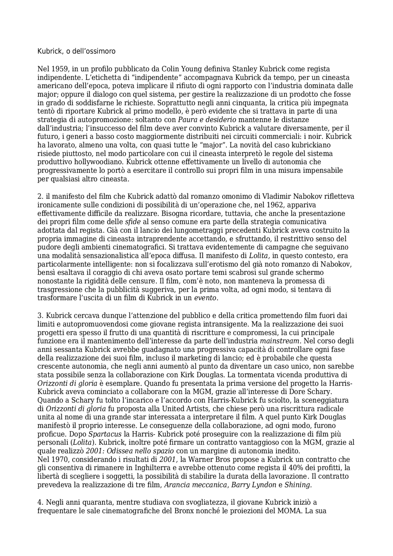 Libro Stanley Kubrick Docsity