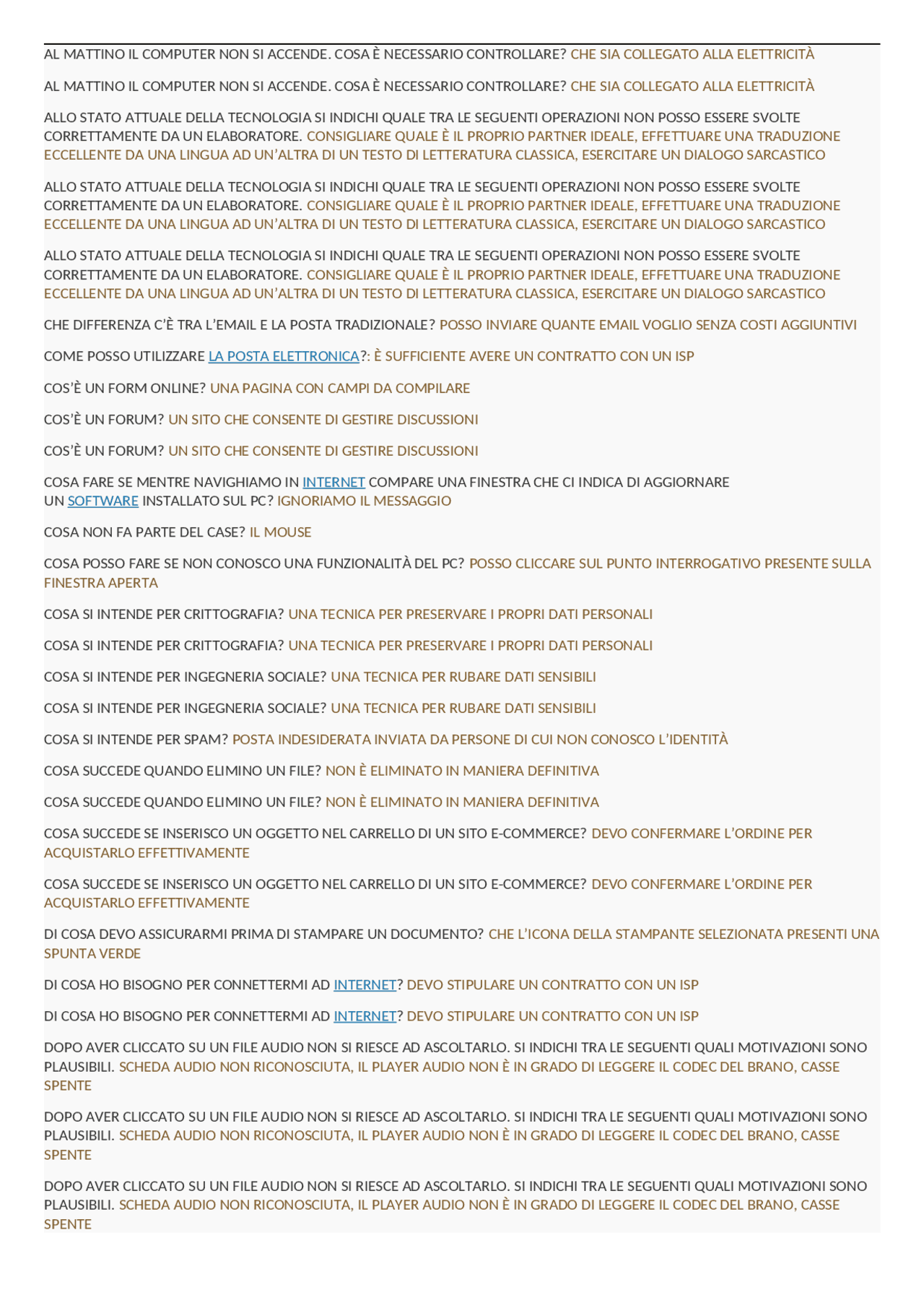 Modulo 10 eirsaf full domande | Prove d'esame di Reti informatiche | Docsity