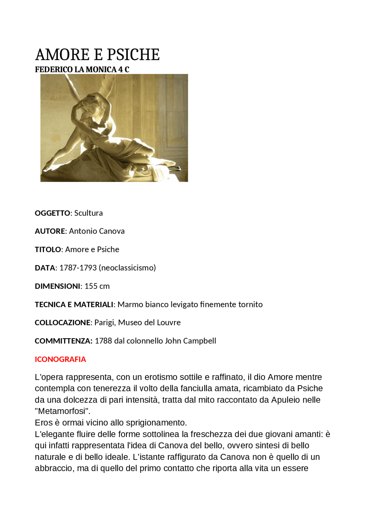 Amore E Psiche Arte Docsity