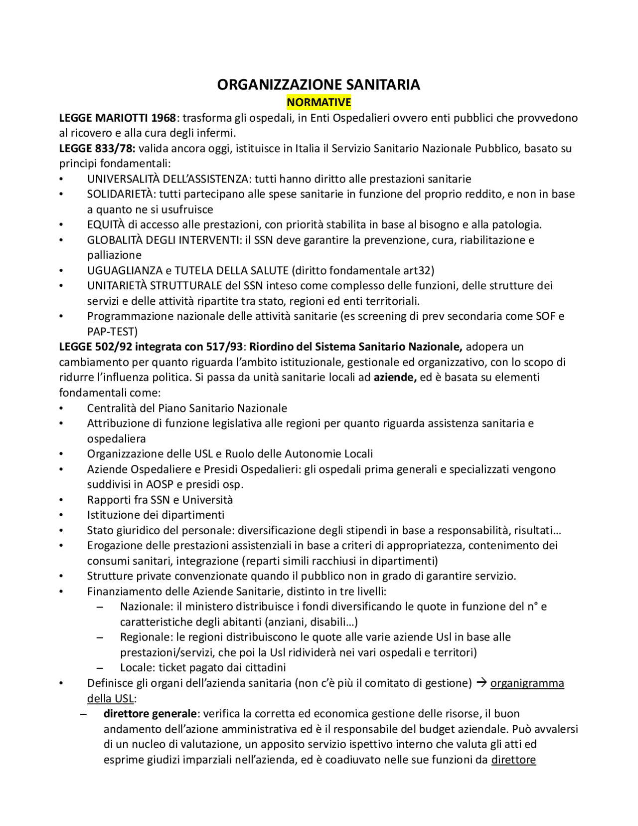 Organizzazione And Programmazione Sanitaria Infermieristica Docsity