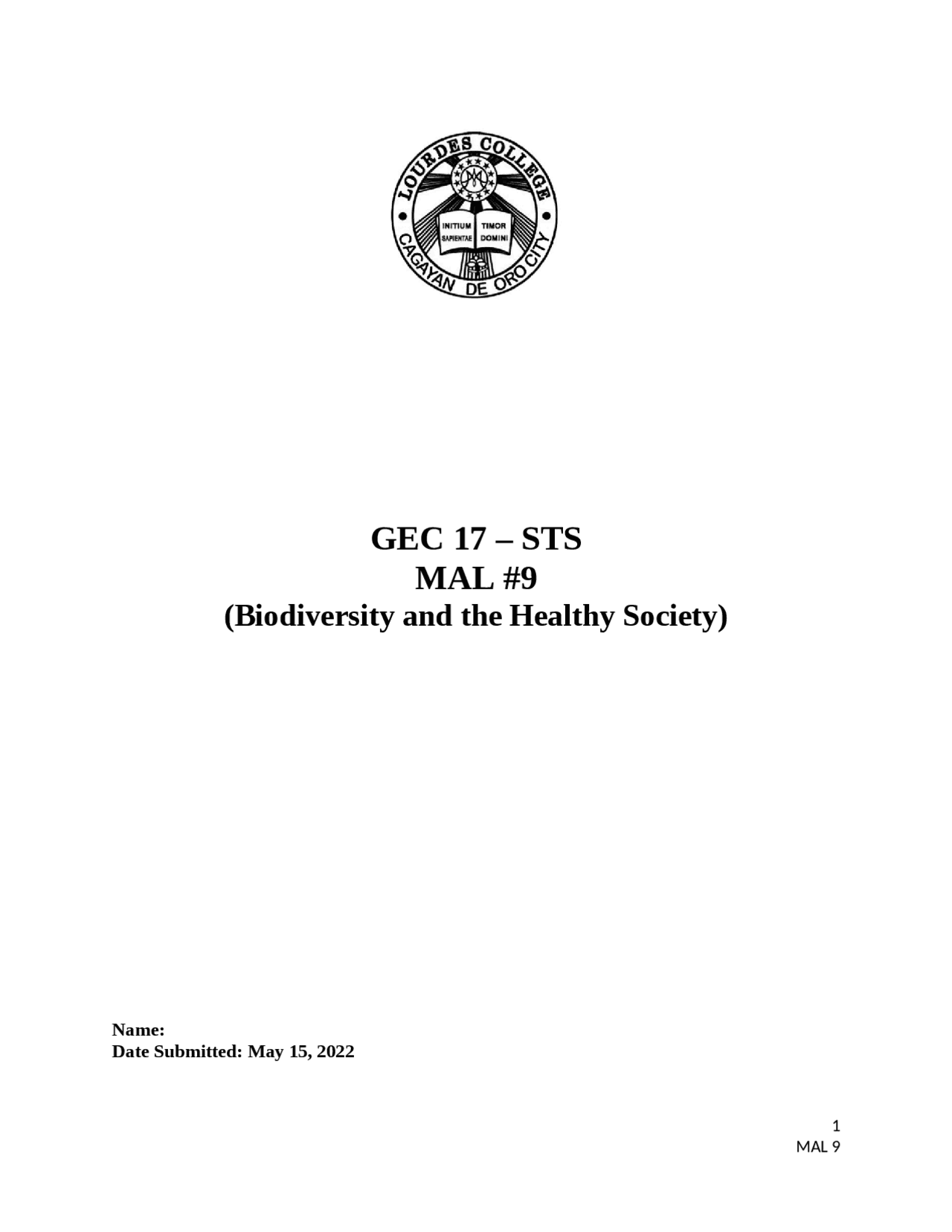 An Assignment About Biodiversity Docsity