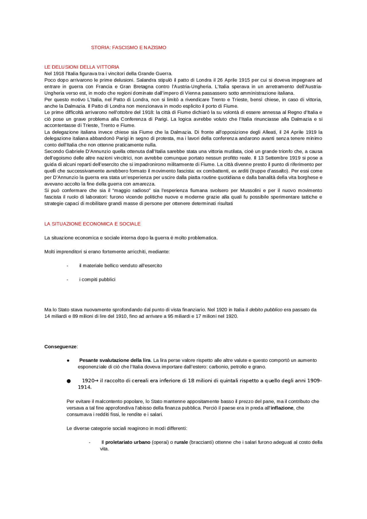 Appunti Su Fasciamo E Nazismo Docsity