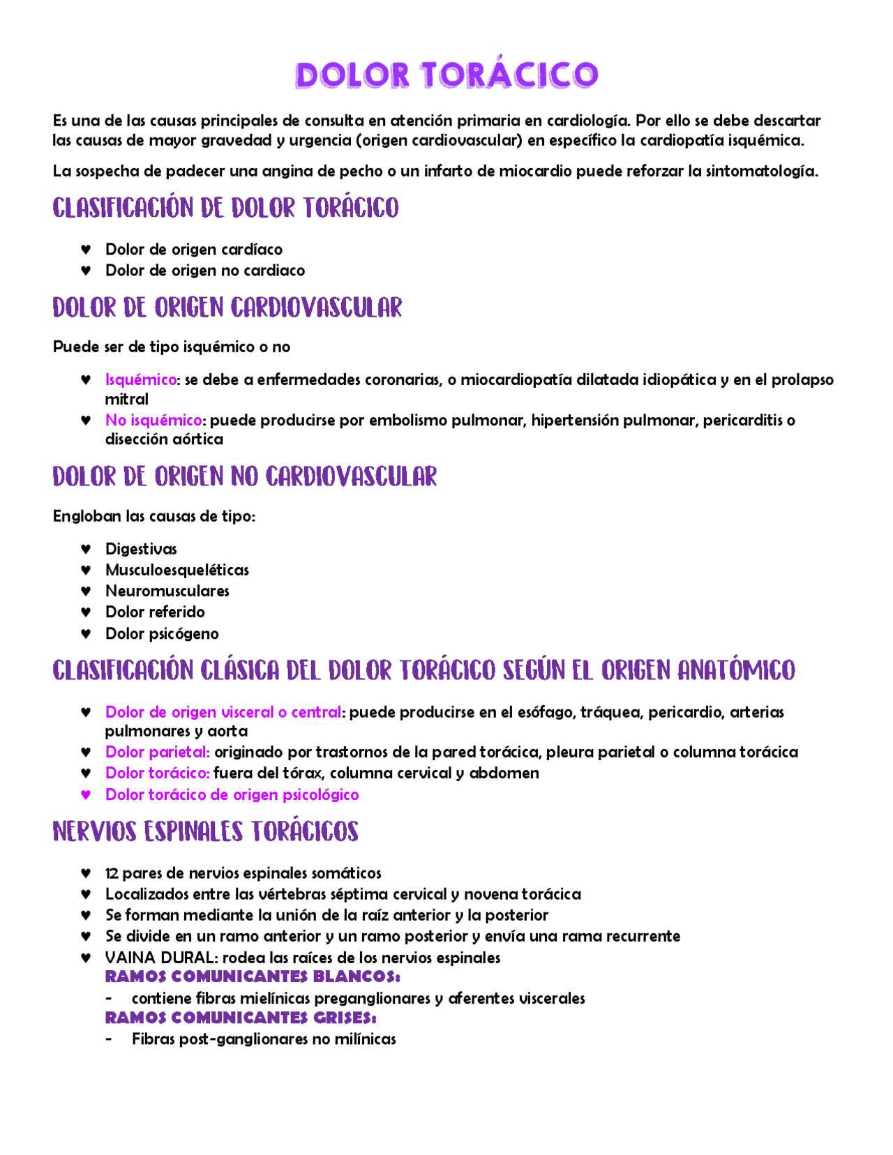 Dolor Torácico Anatomía Y Fisiología Apuntes De Anatomía Docsity
