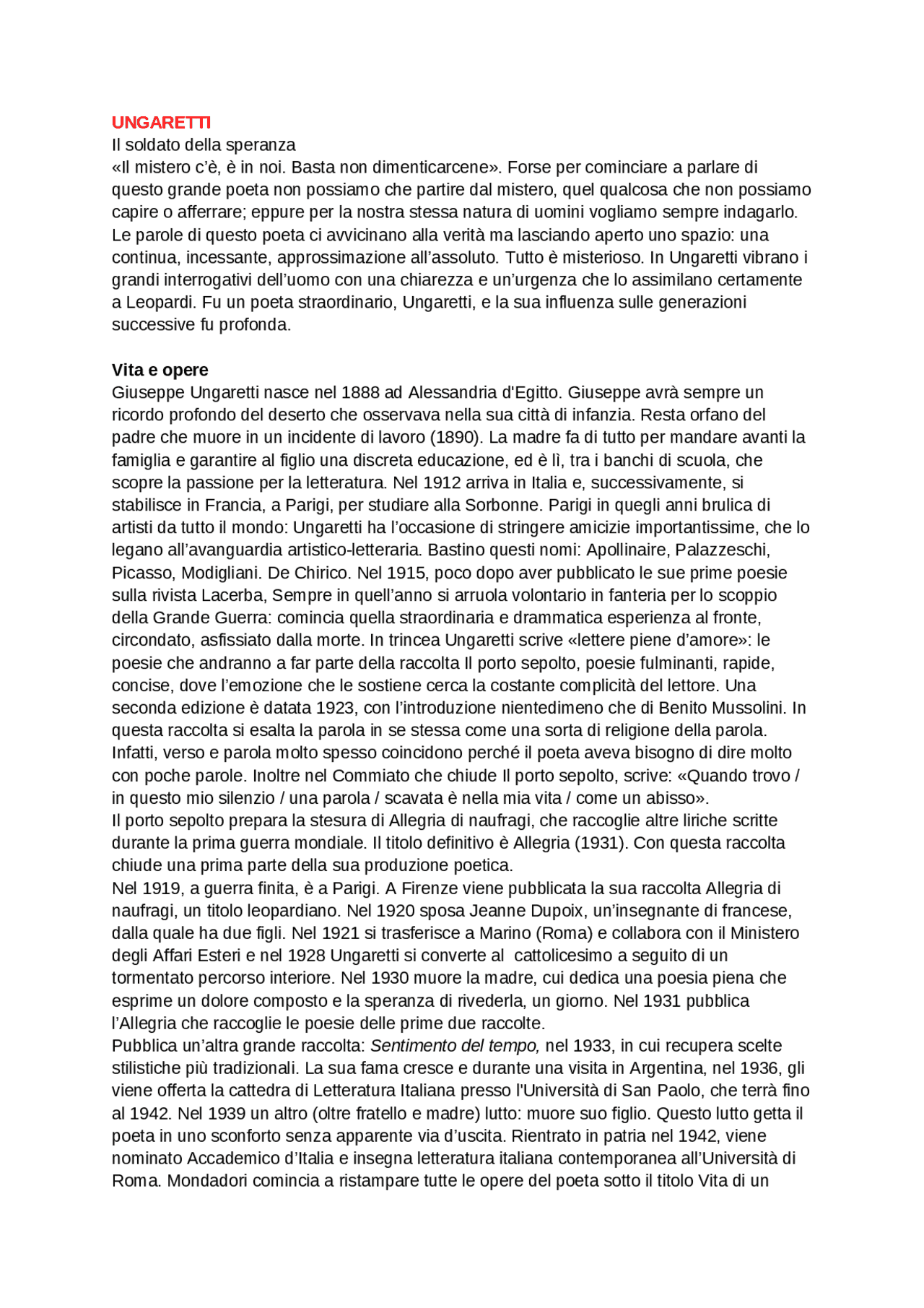 Appunti Umberto Saba Quasimodo E Montale Docsity