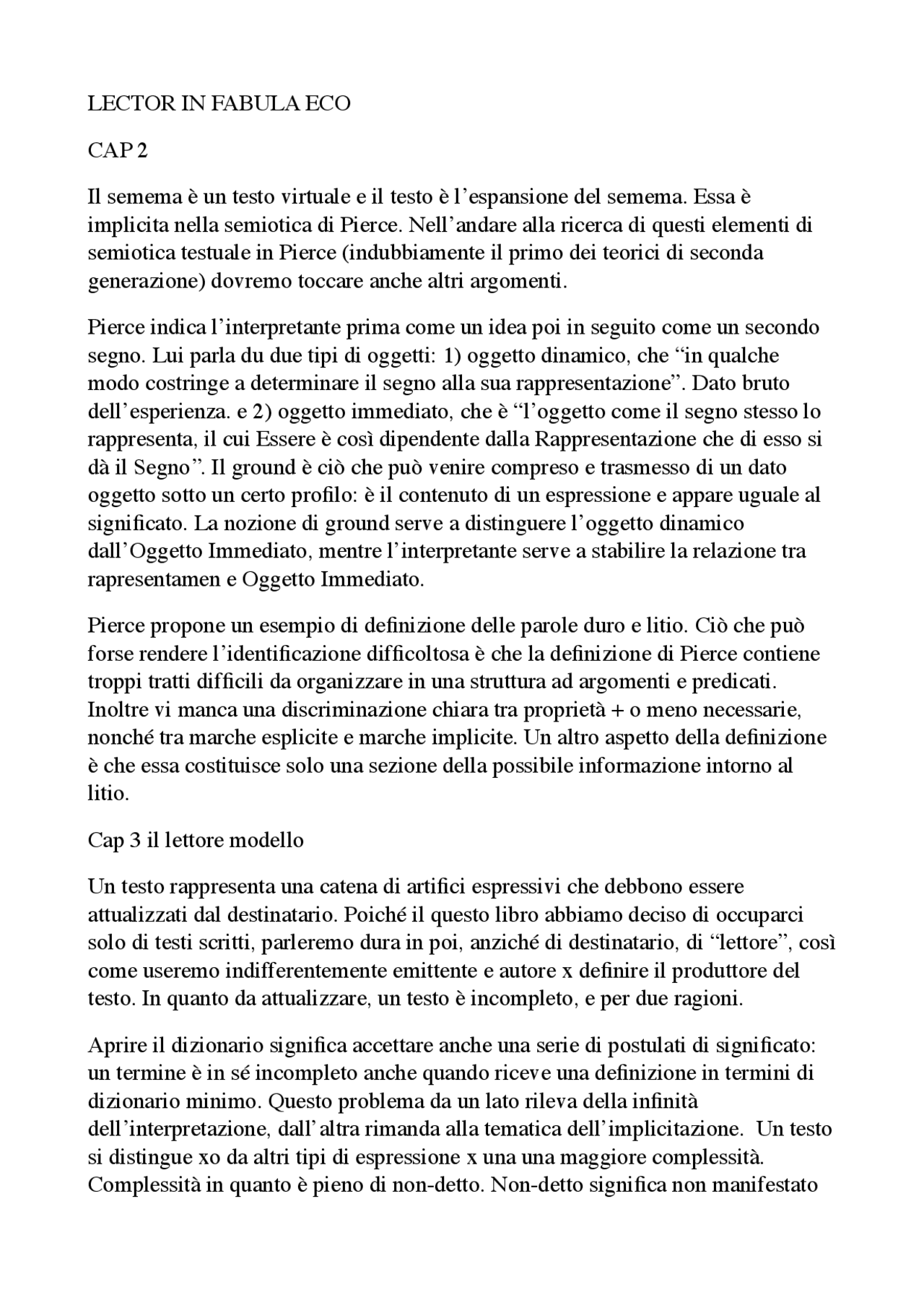 Riassunto Lector In Fabula Docsity