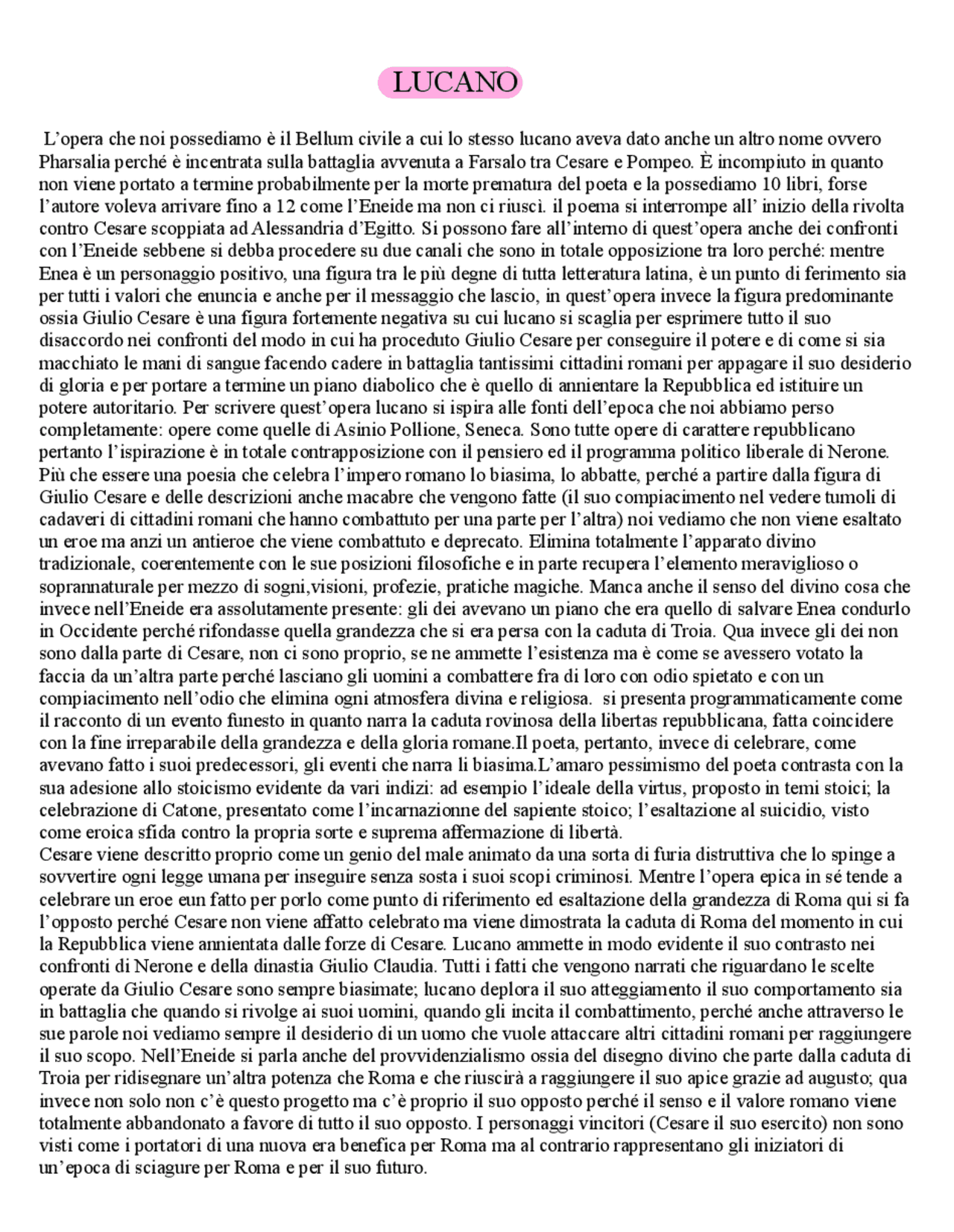 Riassunti Su Lucano E Persio Docsity