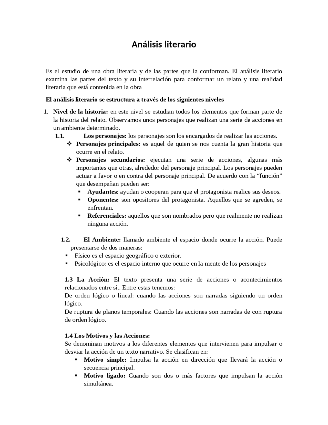 ANALISIS LITERARIO. CASTELLANO Y LITERATURA - Docsity