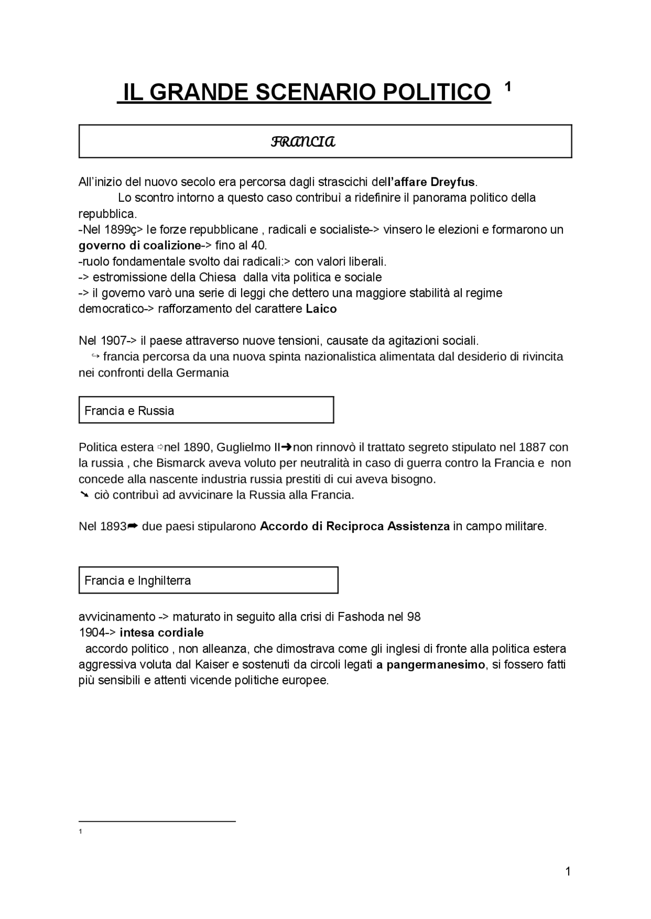 Grande Scenario Politico Docsity
