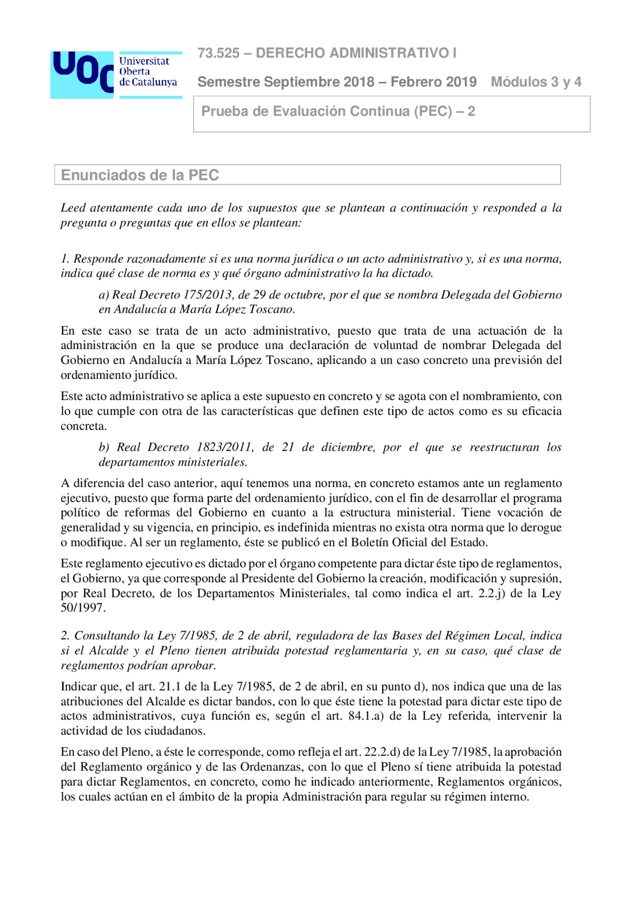 Pec 2 Derecho Administrativo I Docsity