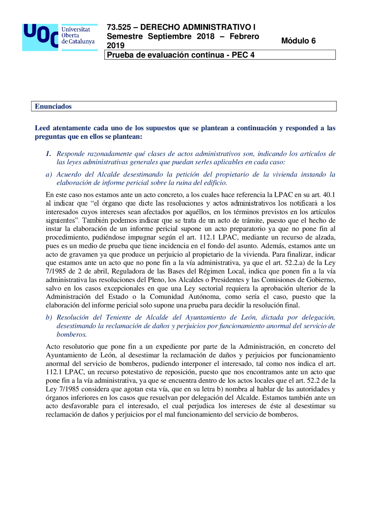 Pec 4 Derecho Administrativo I Docsity