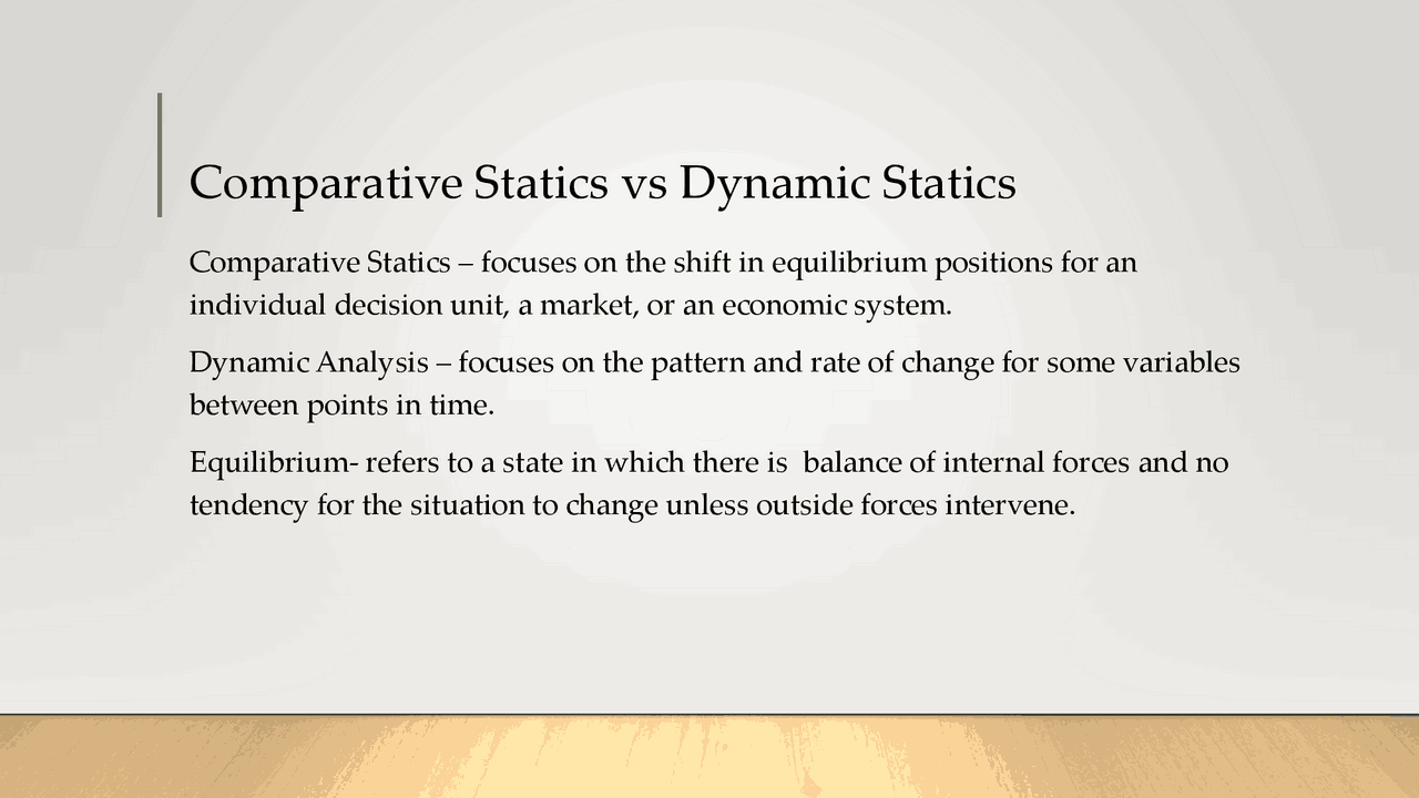 Comparative Statics Vs Dynamic Statics Microeconomics Docsity