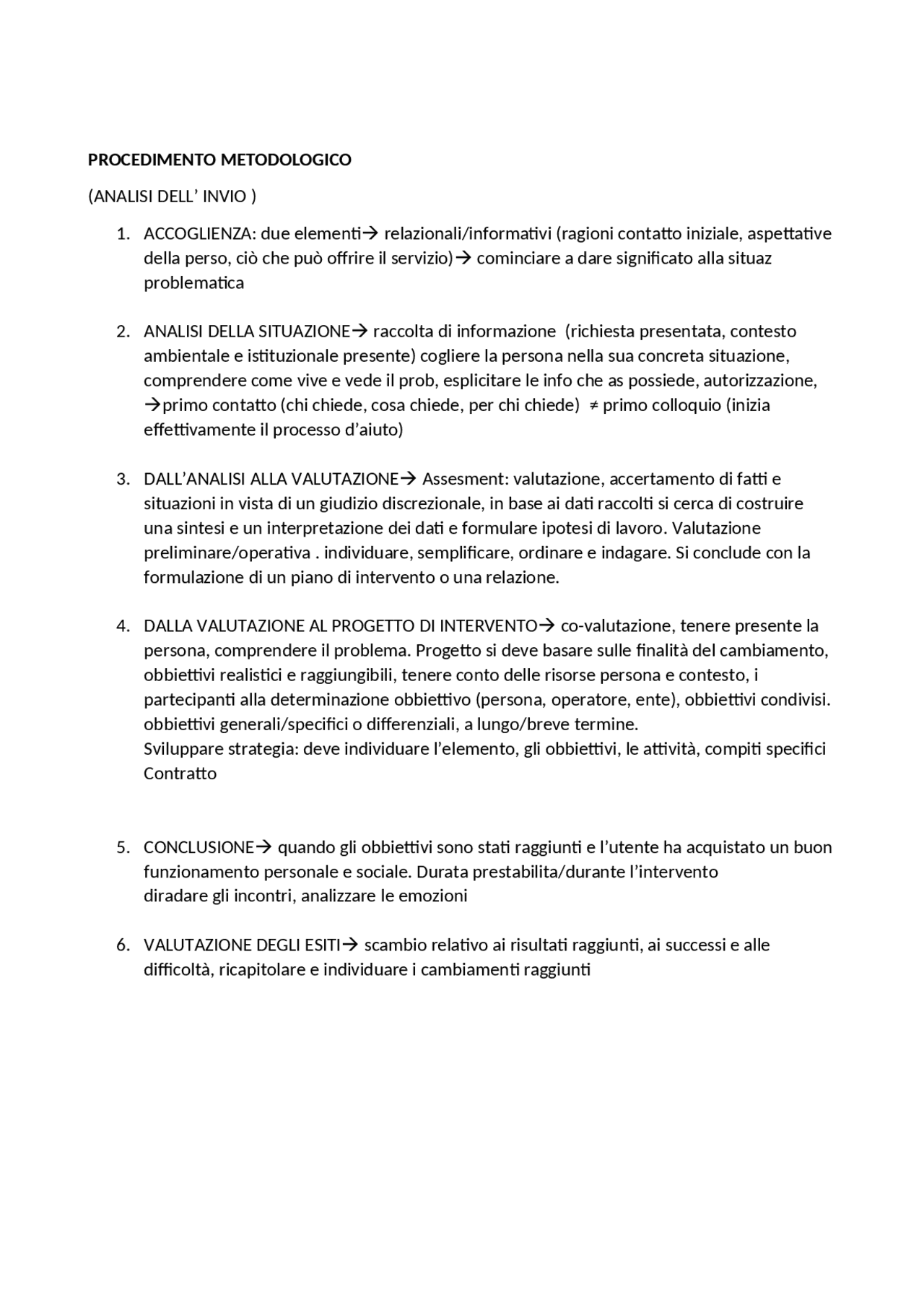 Il Procedimento Metodologico Docsity