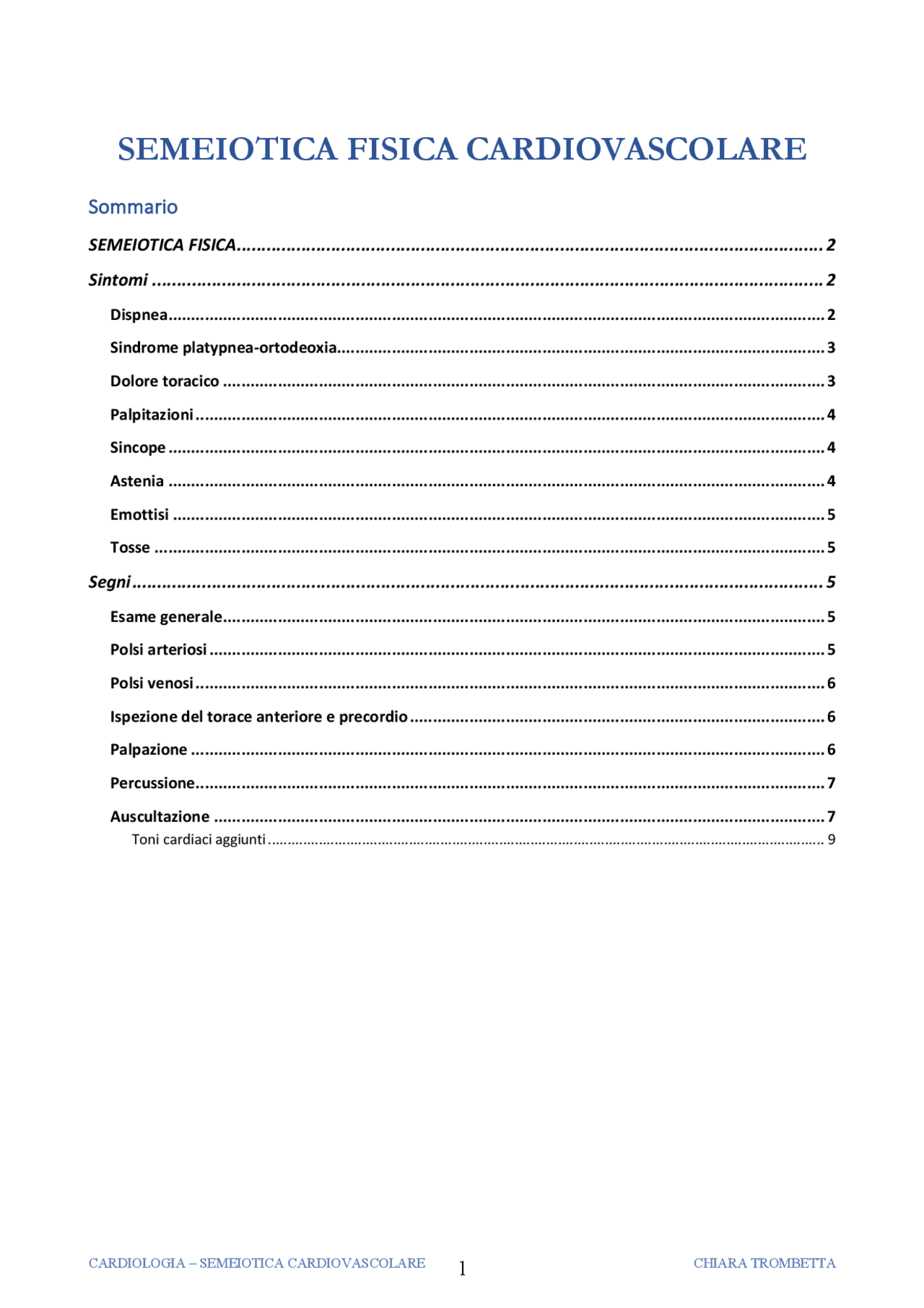 Appunti Cardiologia Univaq Docsity