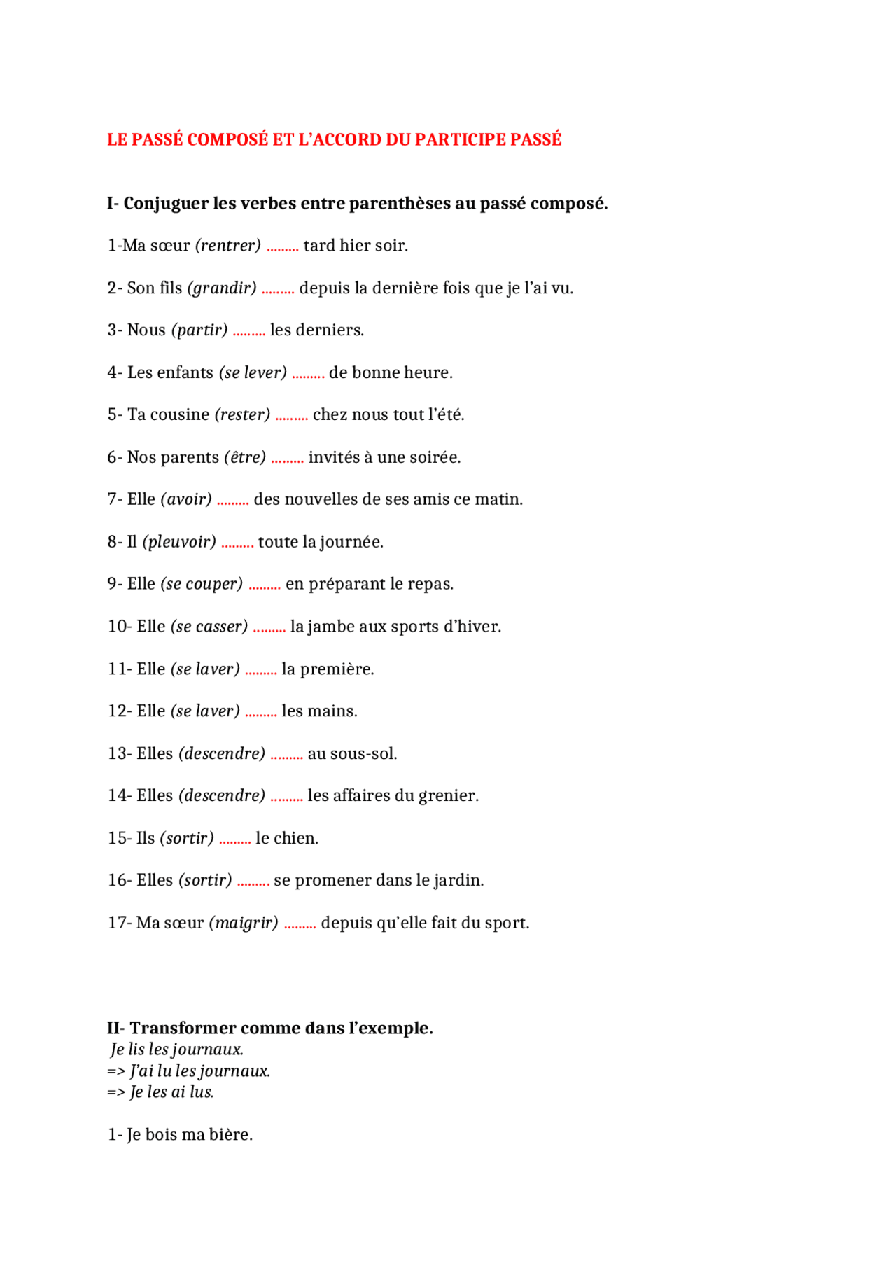 Exercices De Révision Docsity